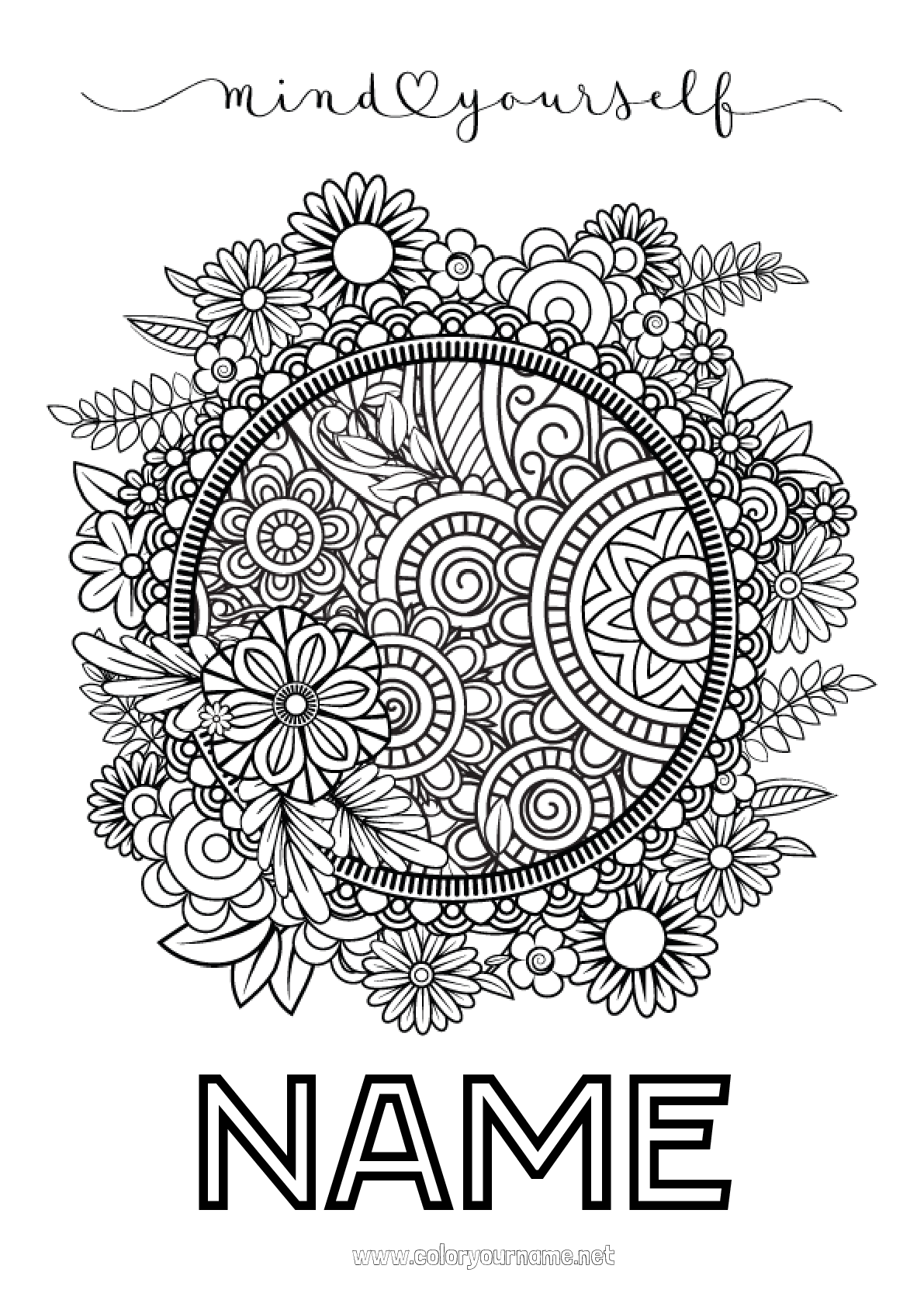 Coloring page No.52 - Flowers Calm and zen