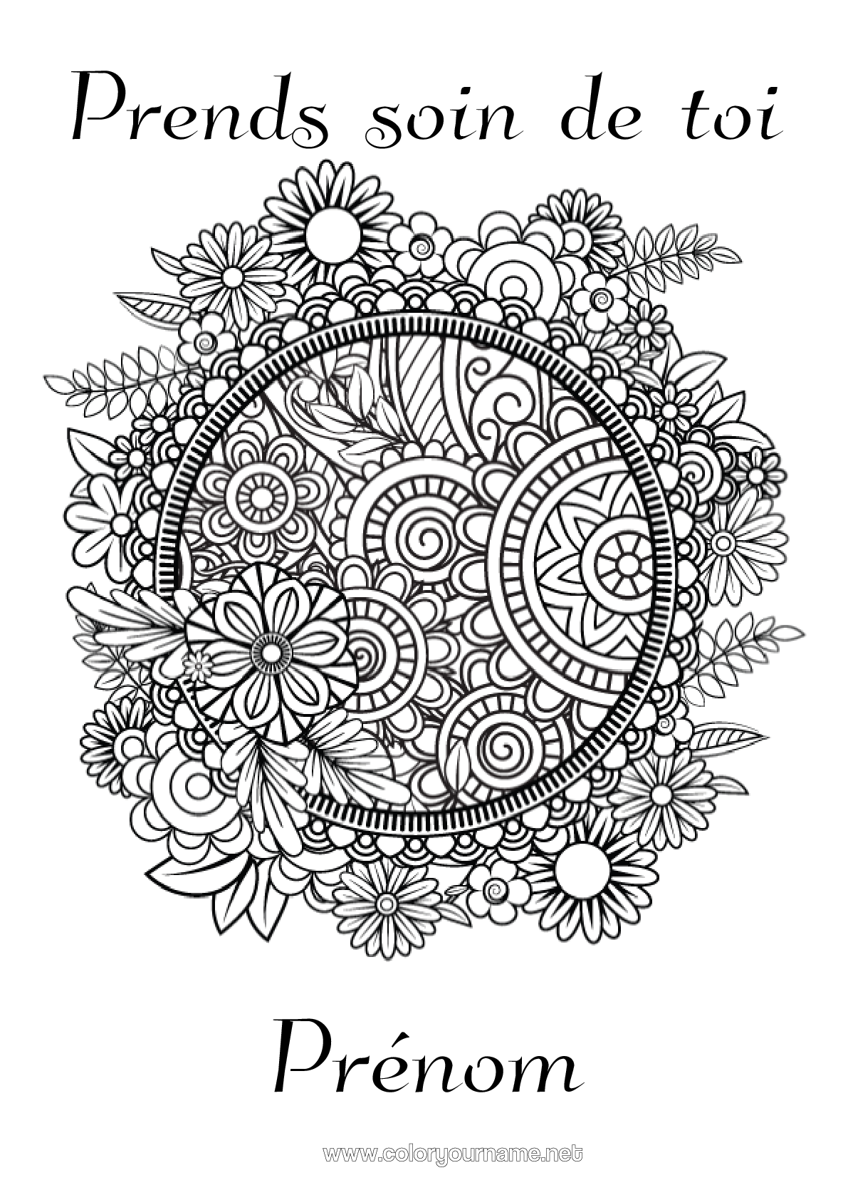 Coloriage n°305 - Calme et zen Malade Mandala