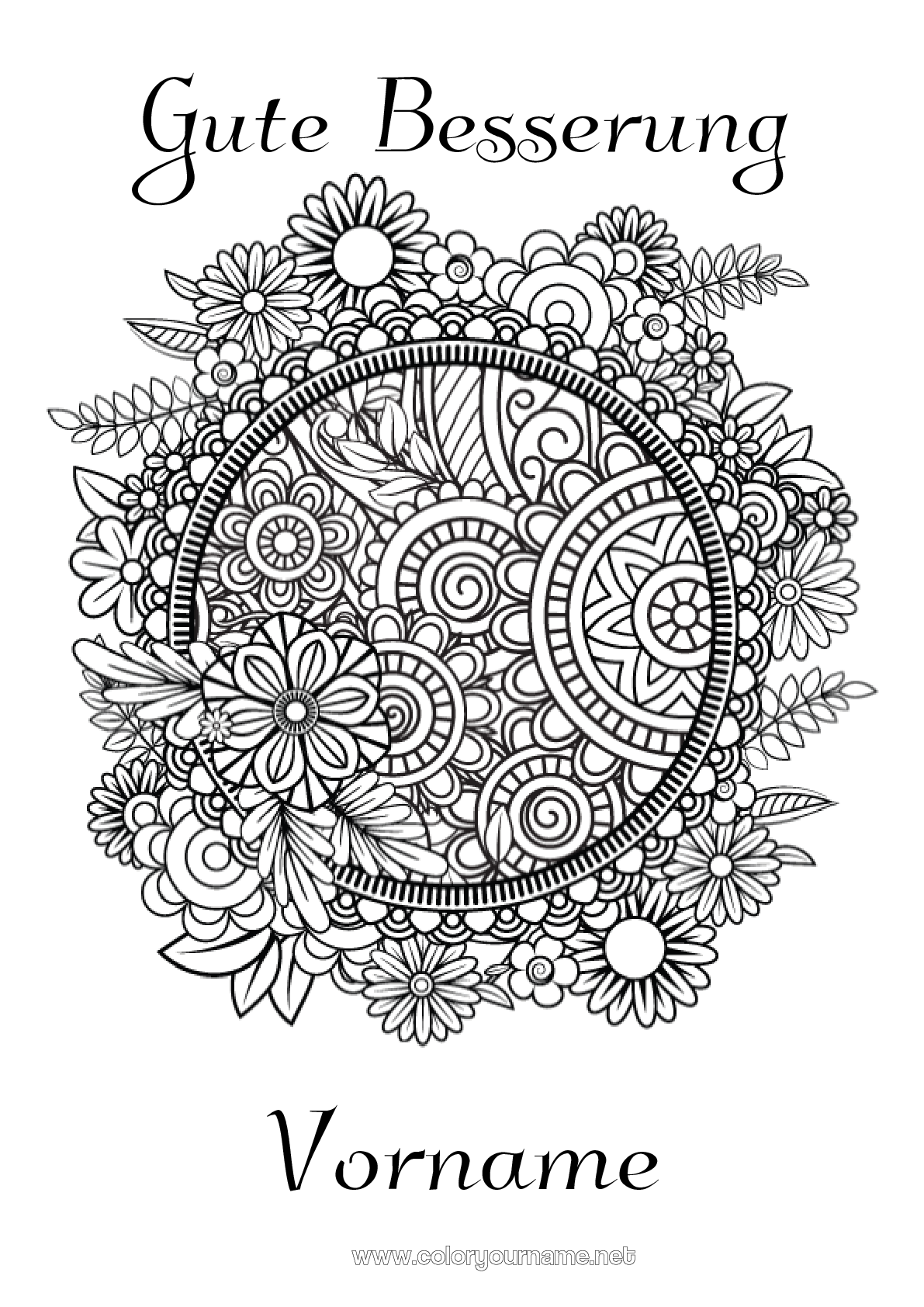 Malvorlage Nr.305 - Ruhig und gelassen Krank Mandala