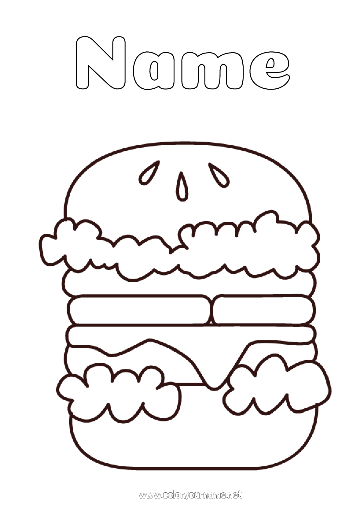 Hamburger Bun Coloring Page