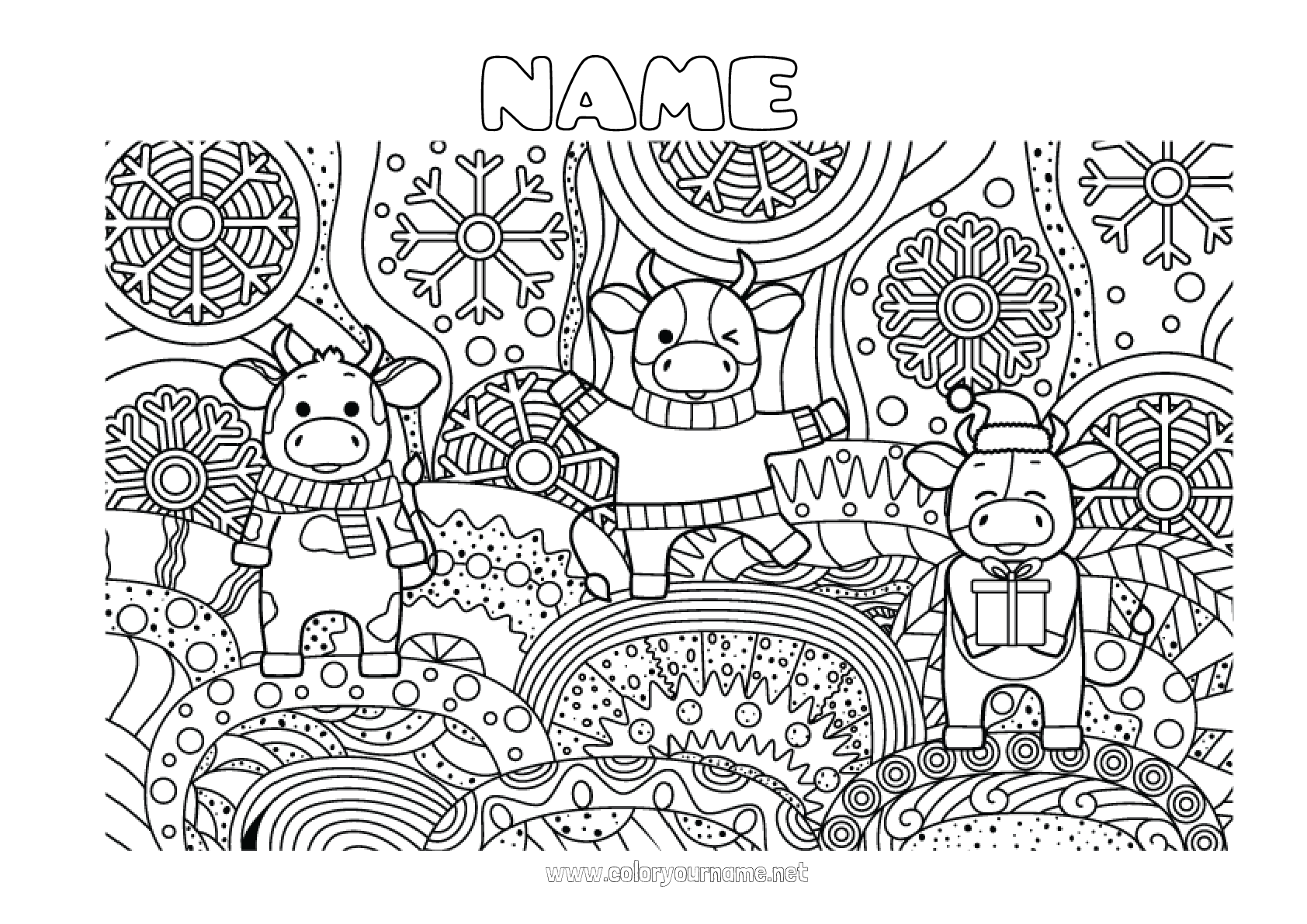 Coloring page No.3071 - Snow Winter Snowflakes
