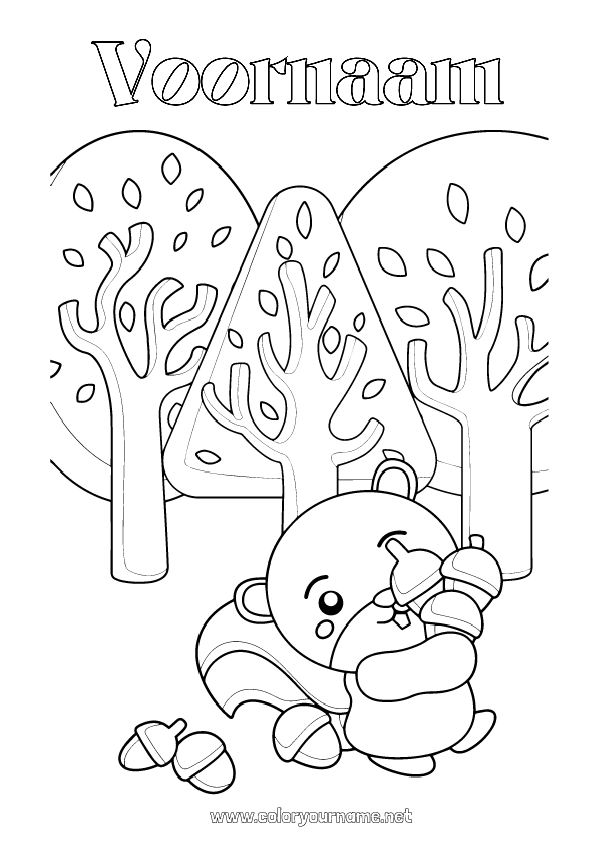 Herfst Eekhoorn Kleuteridee Kleurplaat Kramer Jaap Eikels Automne ...