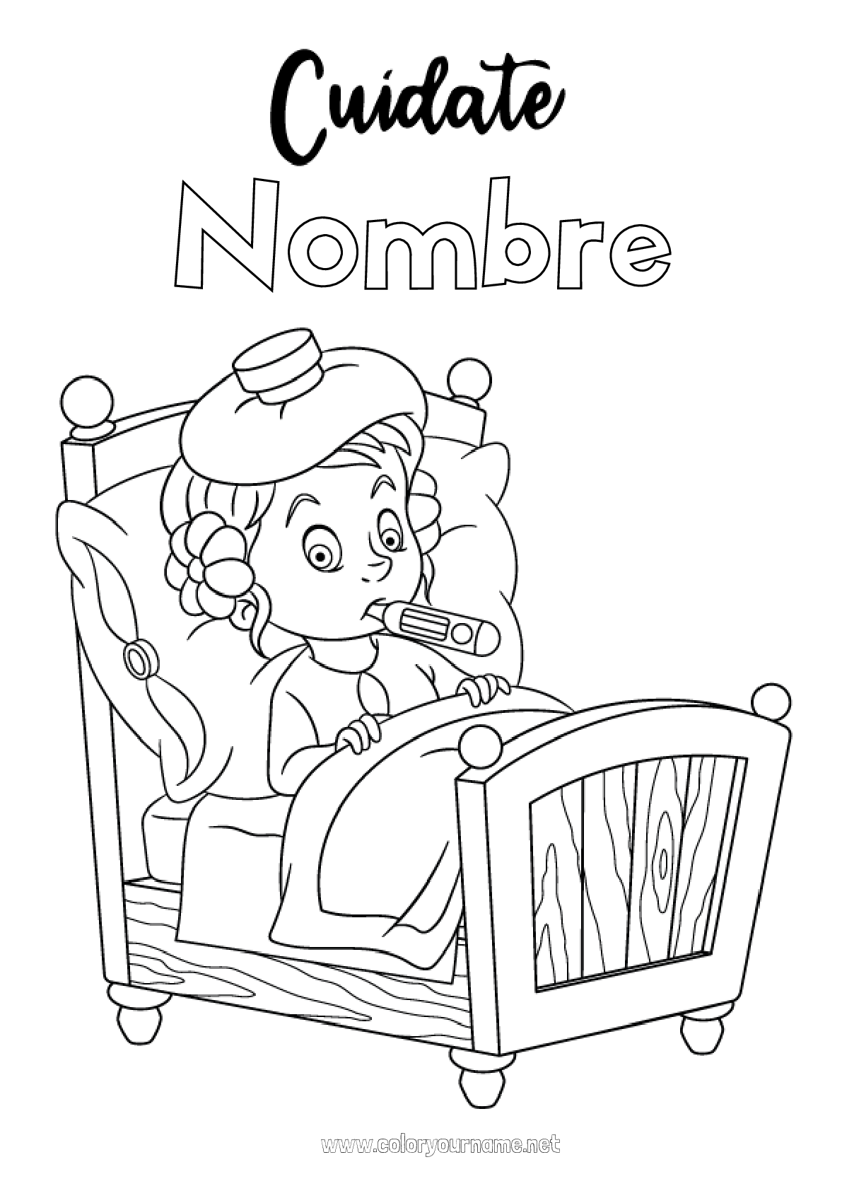 Nº De Colorear 307 Enfermo Chica