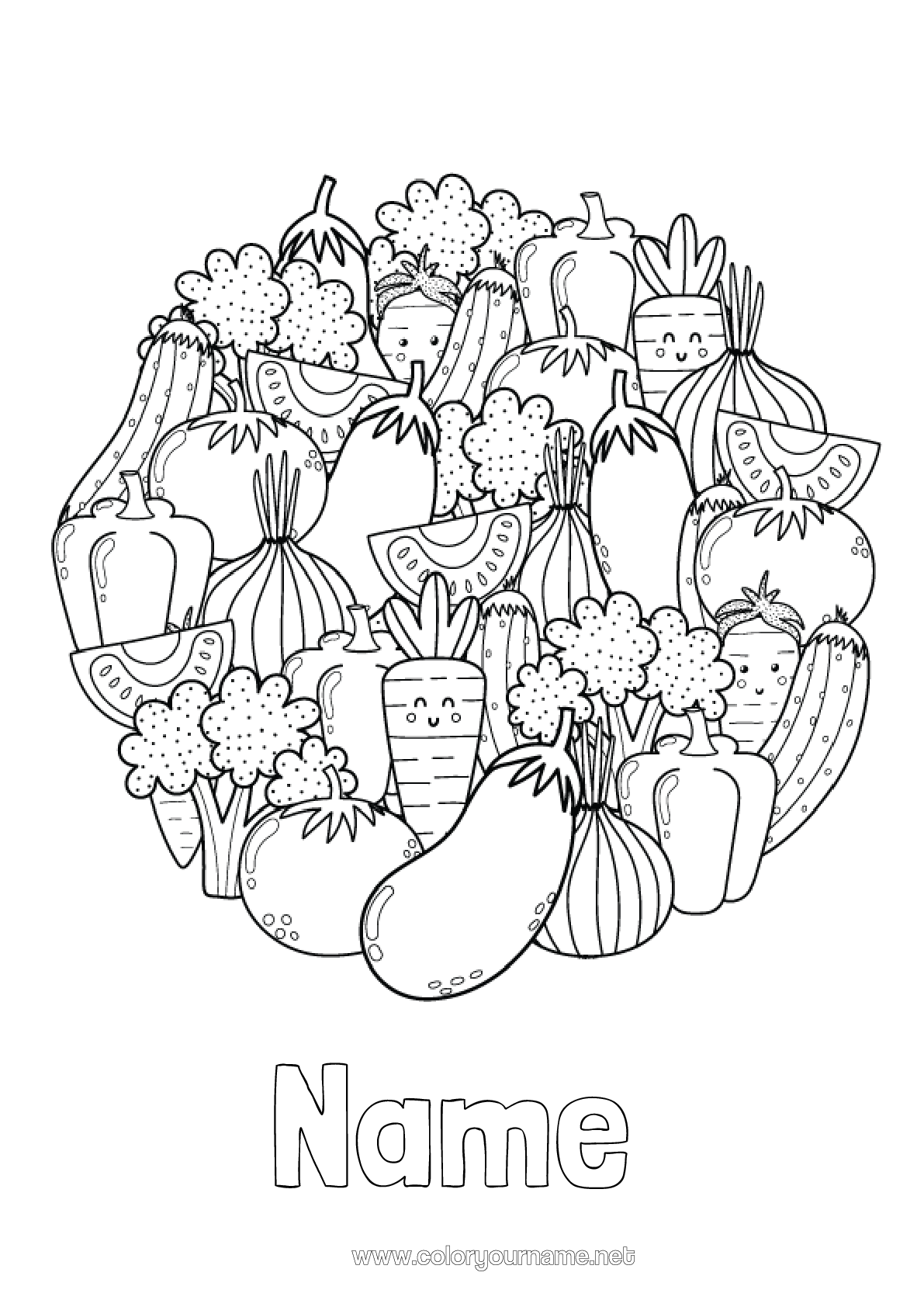 Coloring page No.3085 - Mandala Food Vegetables