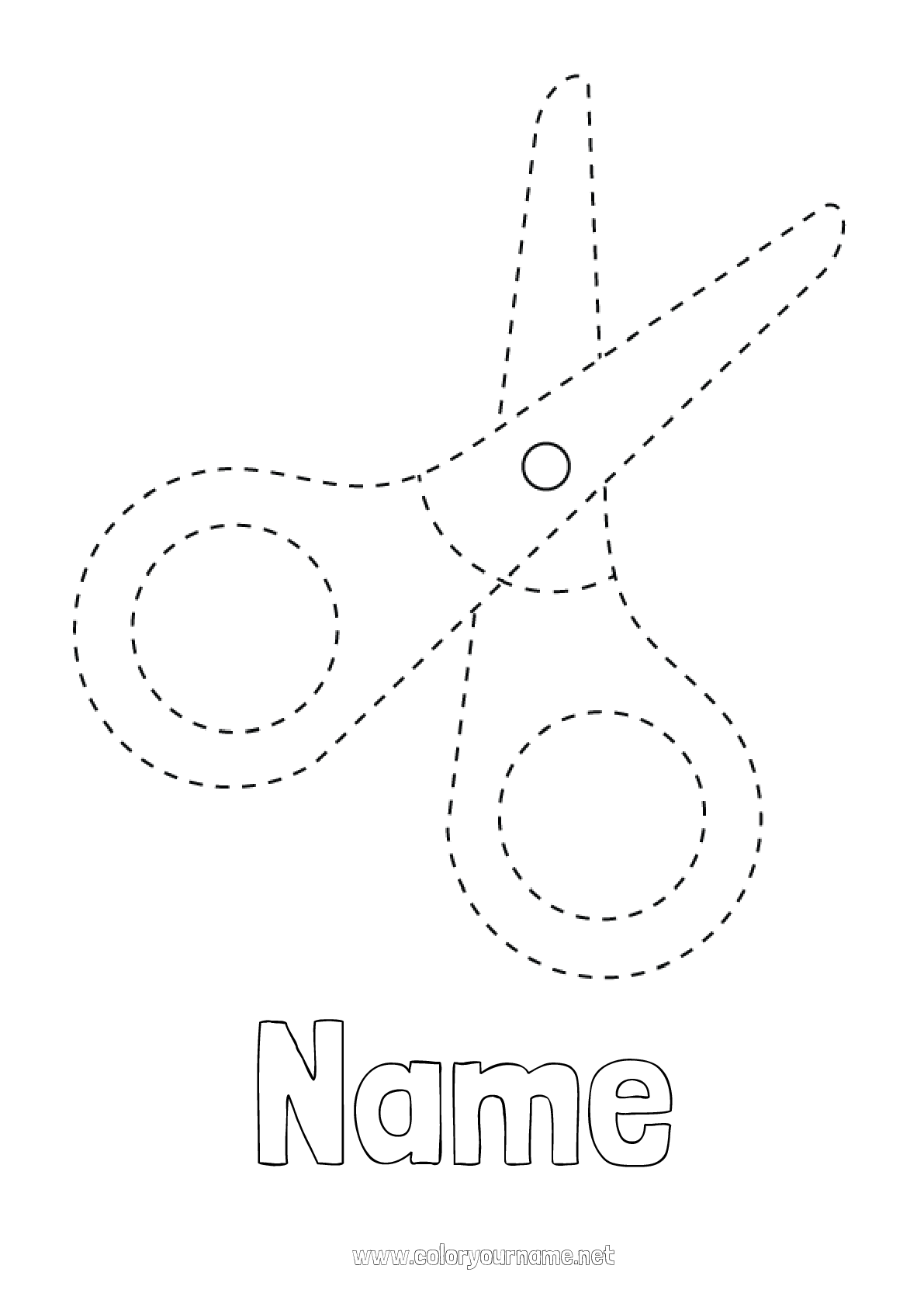 Coloring page No.3096 - Trace and color School supplies Scissors