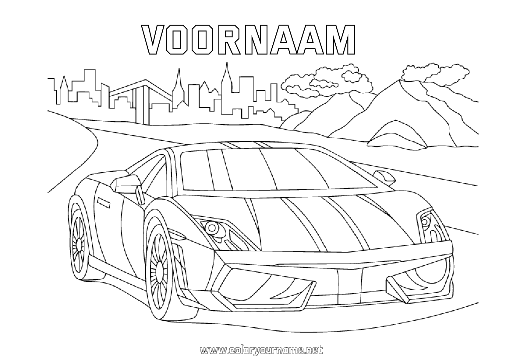 Kleurplaat nr.3103 - Voertuigen Auto Raceauto