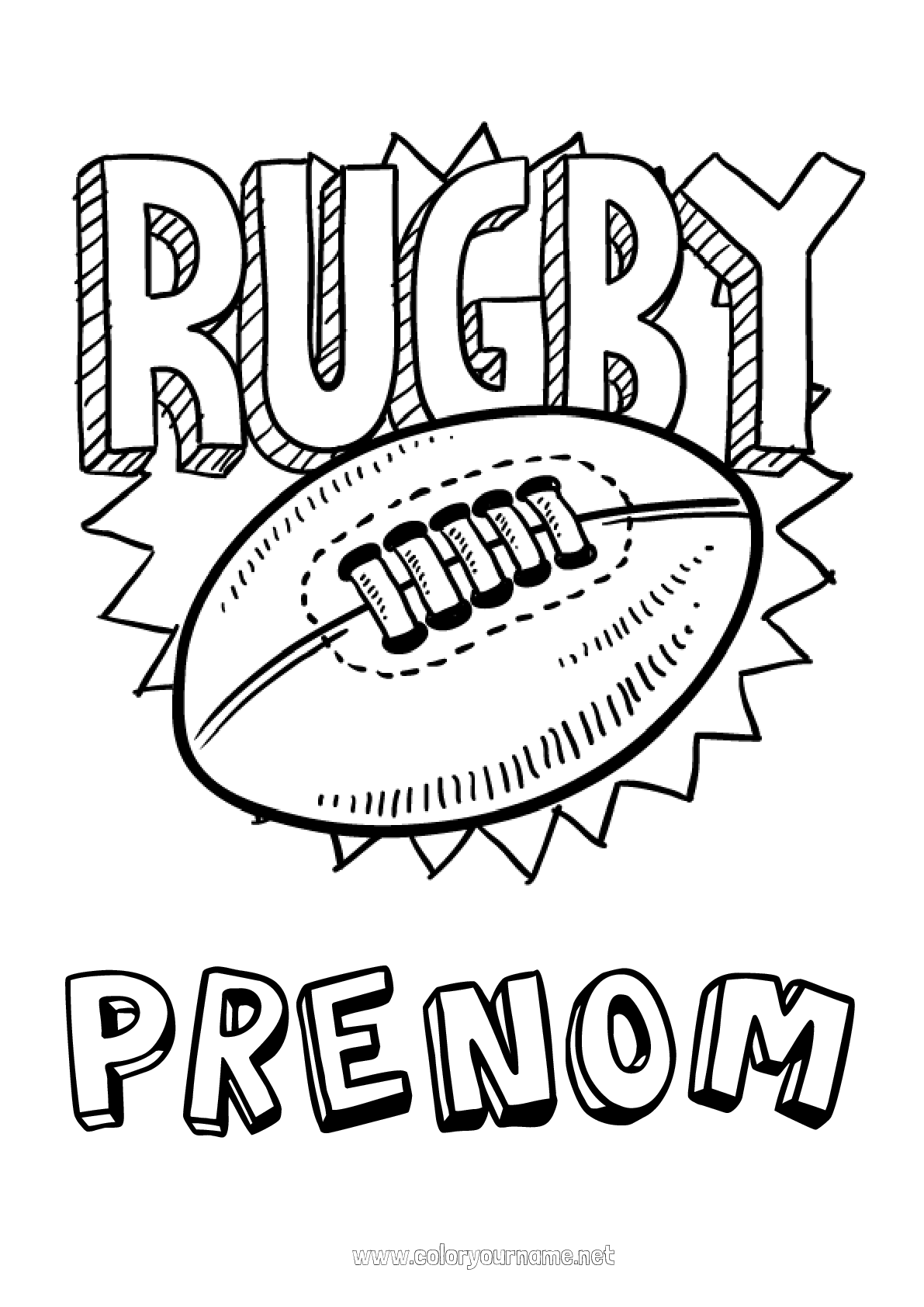 Coloriage n°3109 - Sport Rugby Ballon de rugby