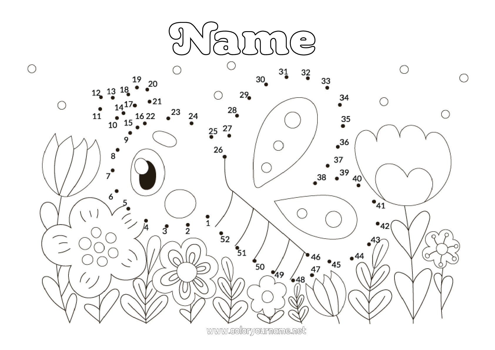 Coloring page No.3116 - Flowers Spring Butterfly