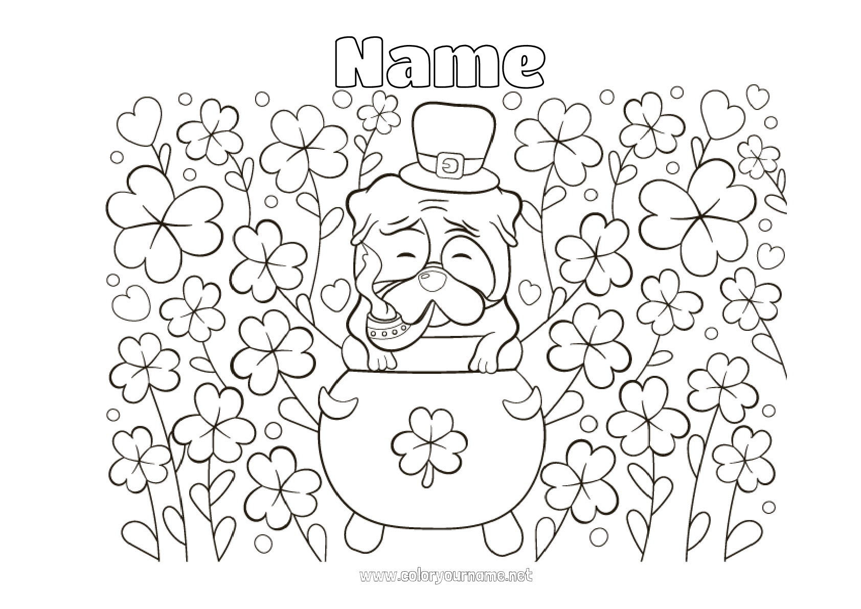 Coloring page No.3118 - Magic pot Dog Luck