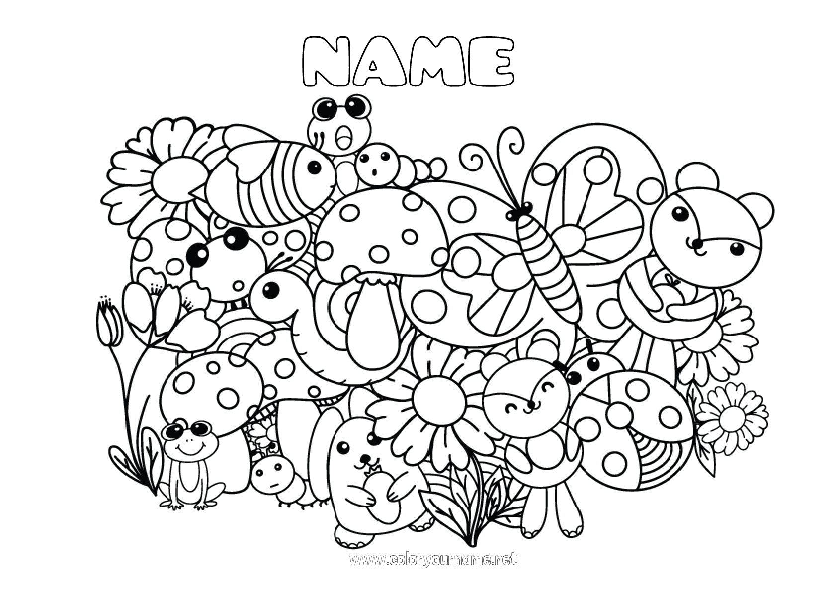 Coloring page No.3125 - Kawaii Frog Squirrel