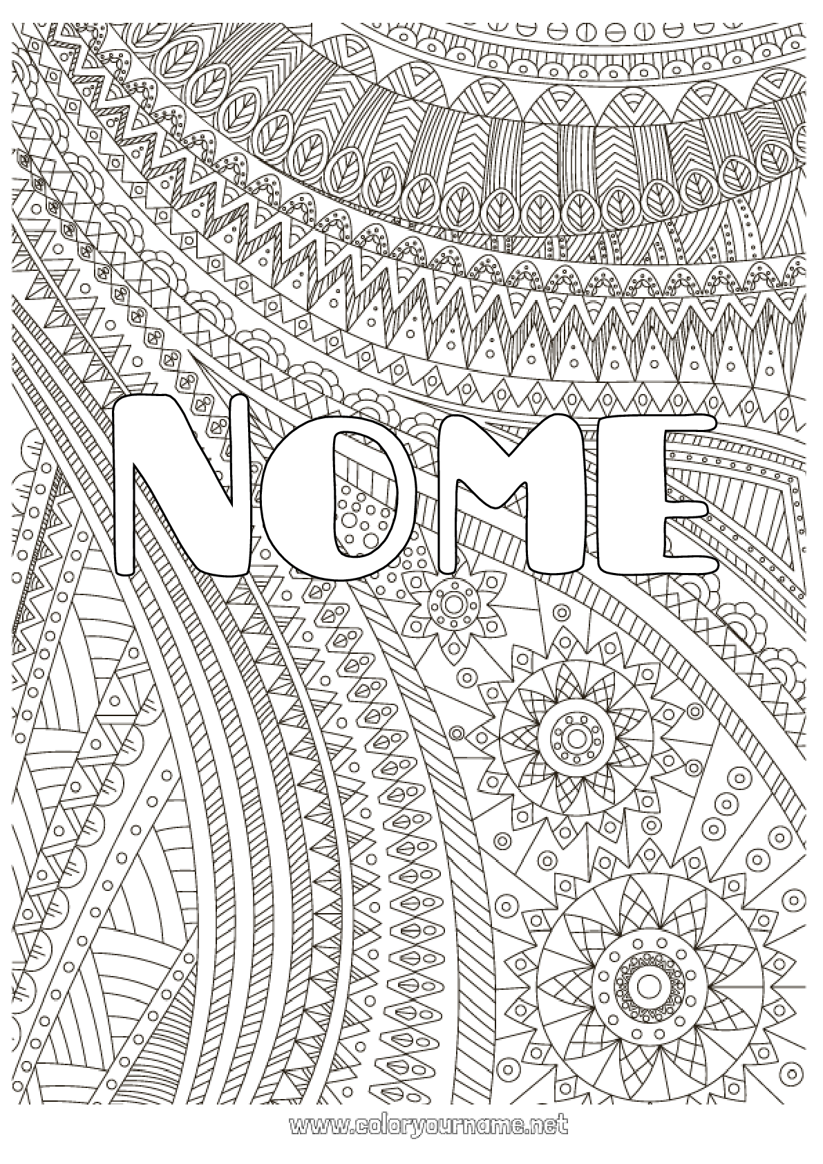 Pagina da colorare n.3126 - Nome decorato Colorazioni complesse Zentangle