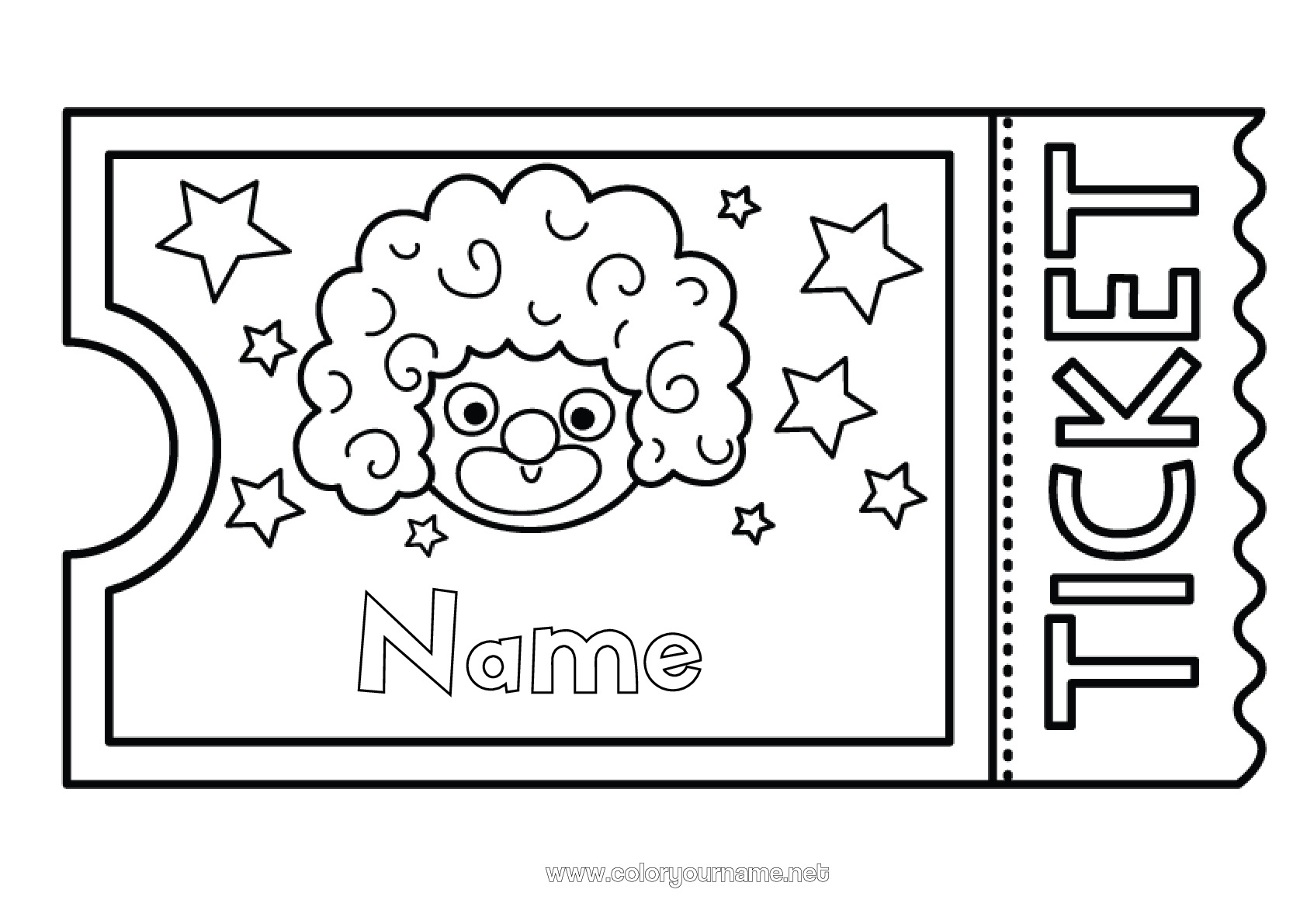 Coloring page No.3151 - Clown Circus Ticket