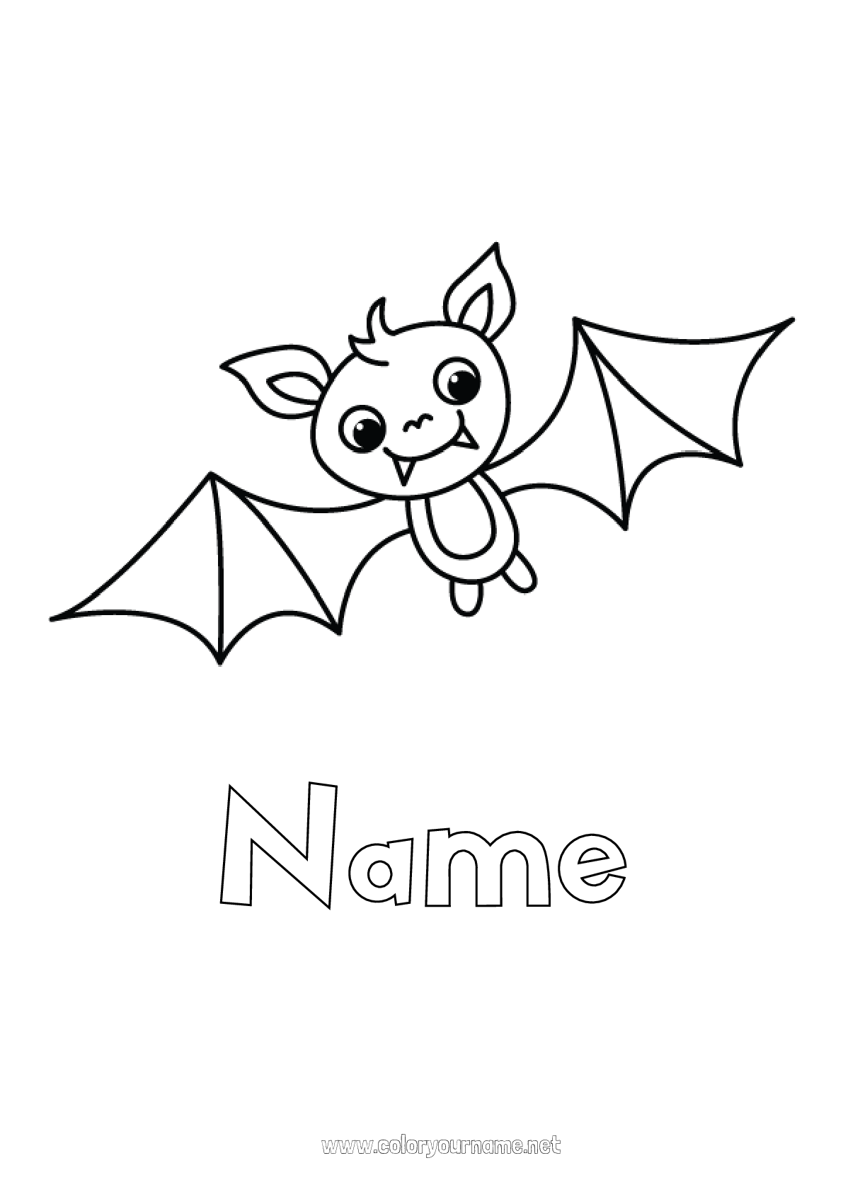 Coloring page No.3163 - Bat Animal Easy coloring pages
