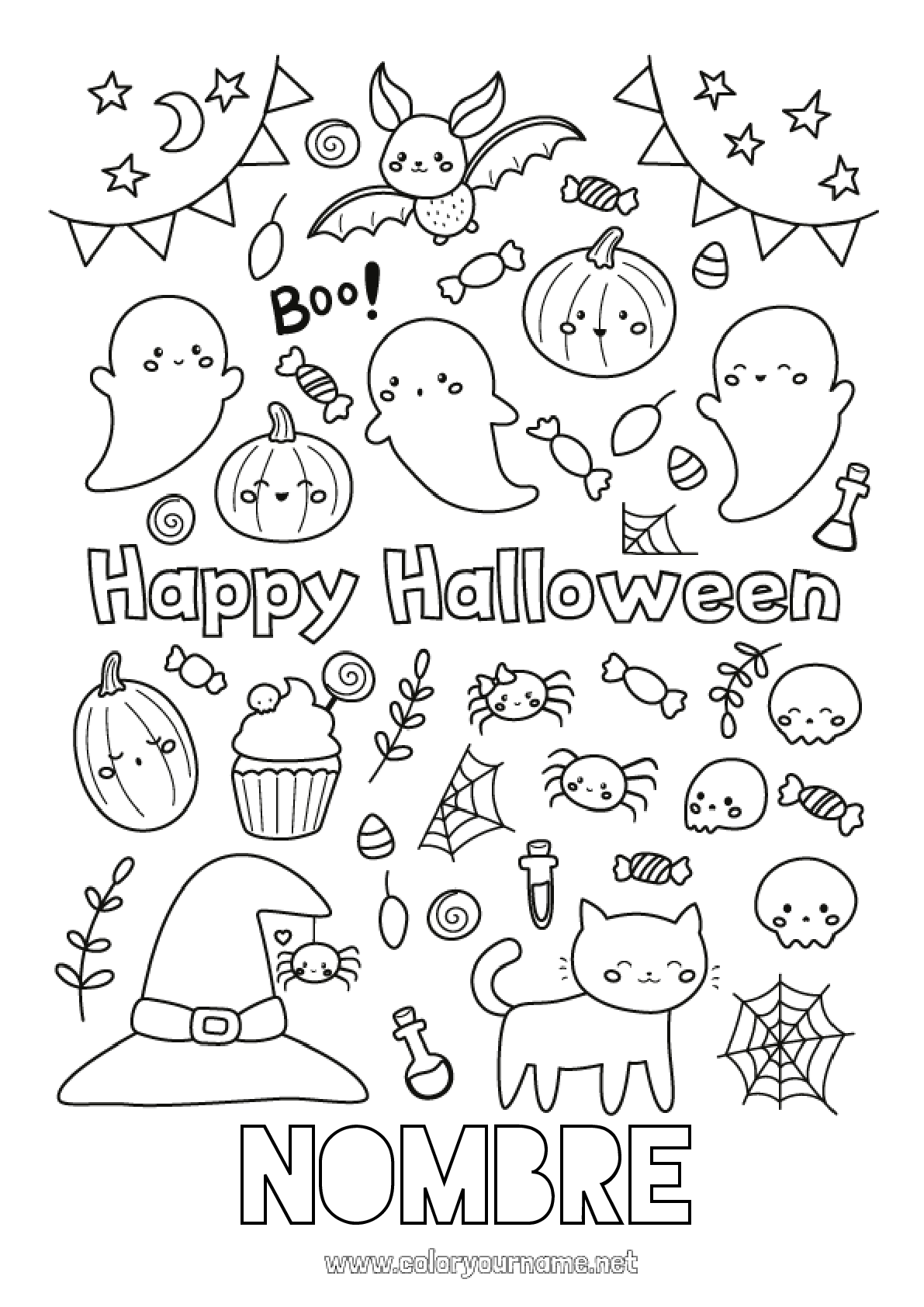 Halloween : 75 dibujos para colorear personalizables gratis para imprimir