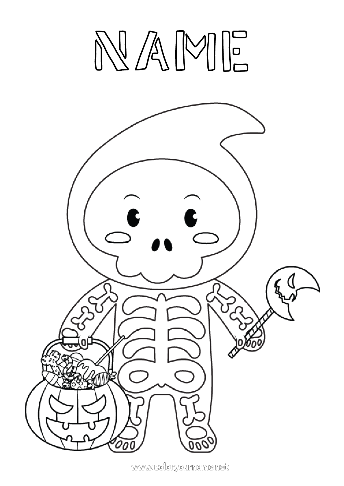 Coloring page No.3212 - Monster Skeleton Trick or treat