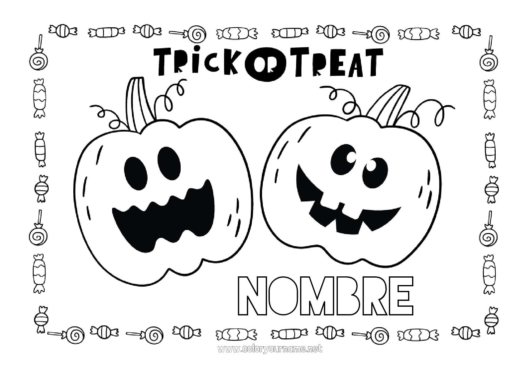 Nº de colorear 33 - Caramelos Truco o trato Halloween