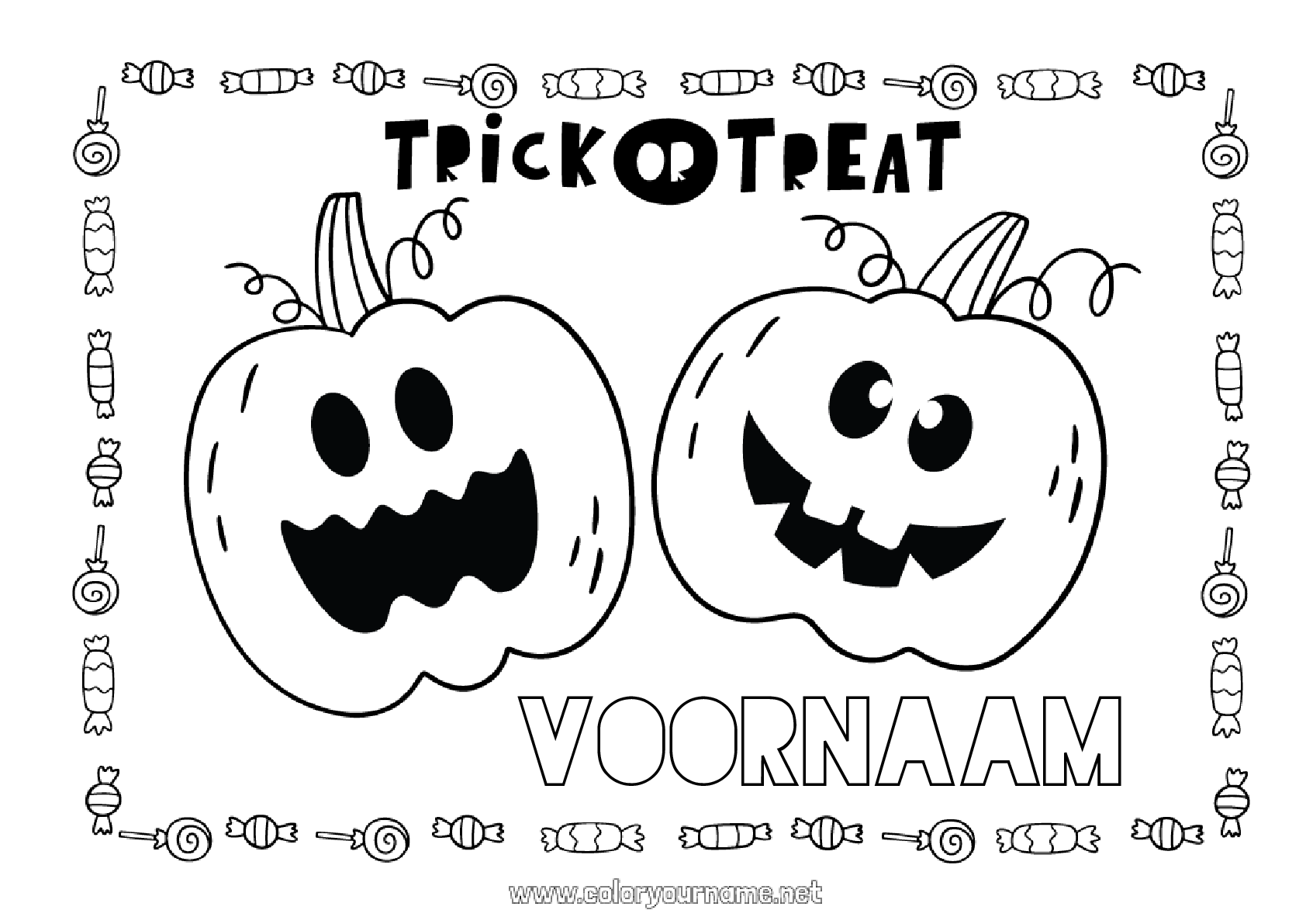 Kleurplaat nr.32 - Pompoen Snoep of een spreuk? Halloween