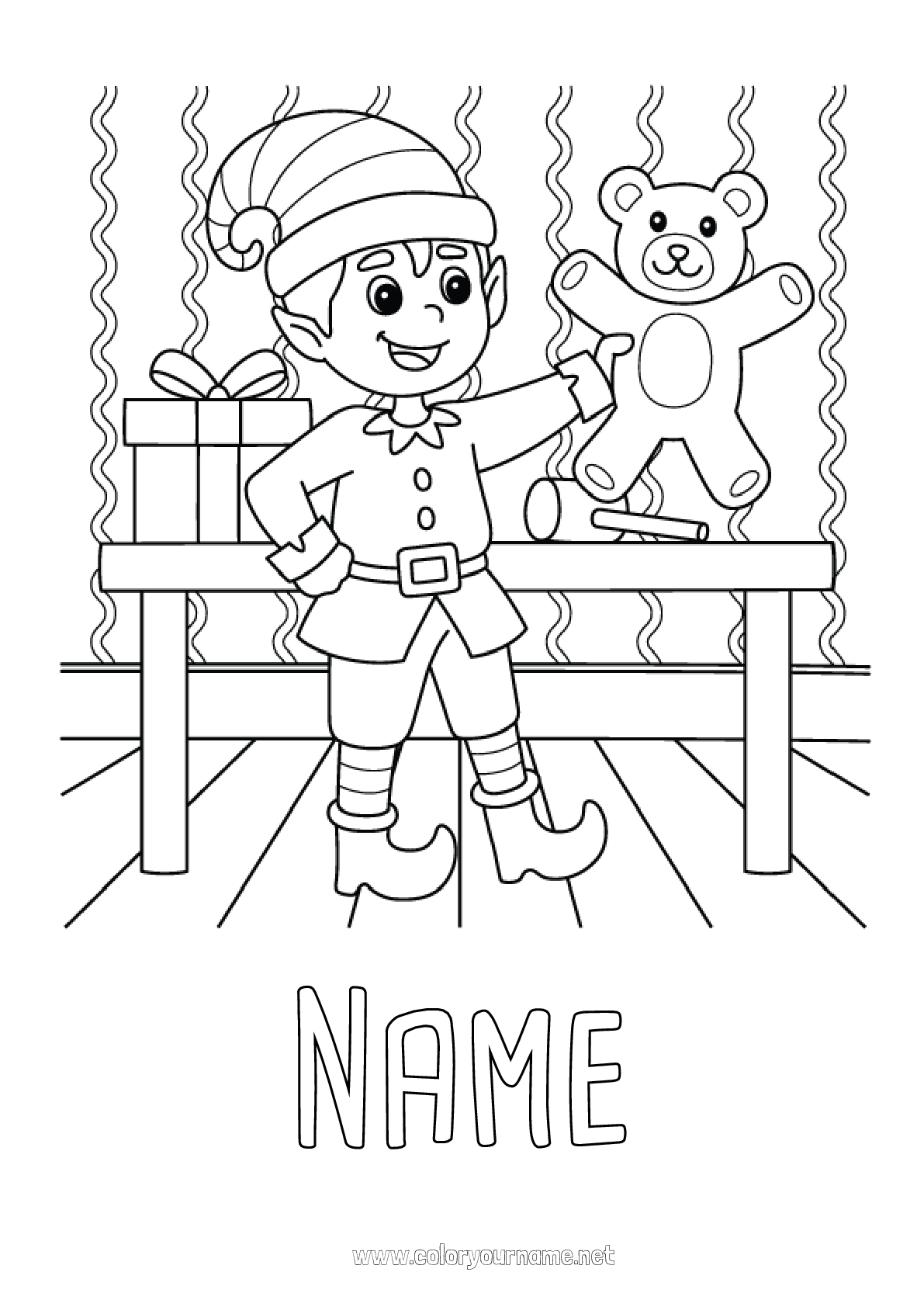 Coloring page No.3323 - Christmas elves Elves coloring pages Nanny