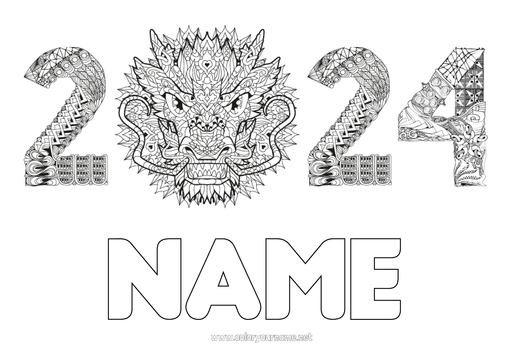 Coloring page No.3326 - Dragon Happy new year Chinese New Year