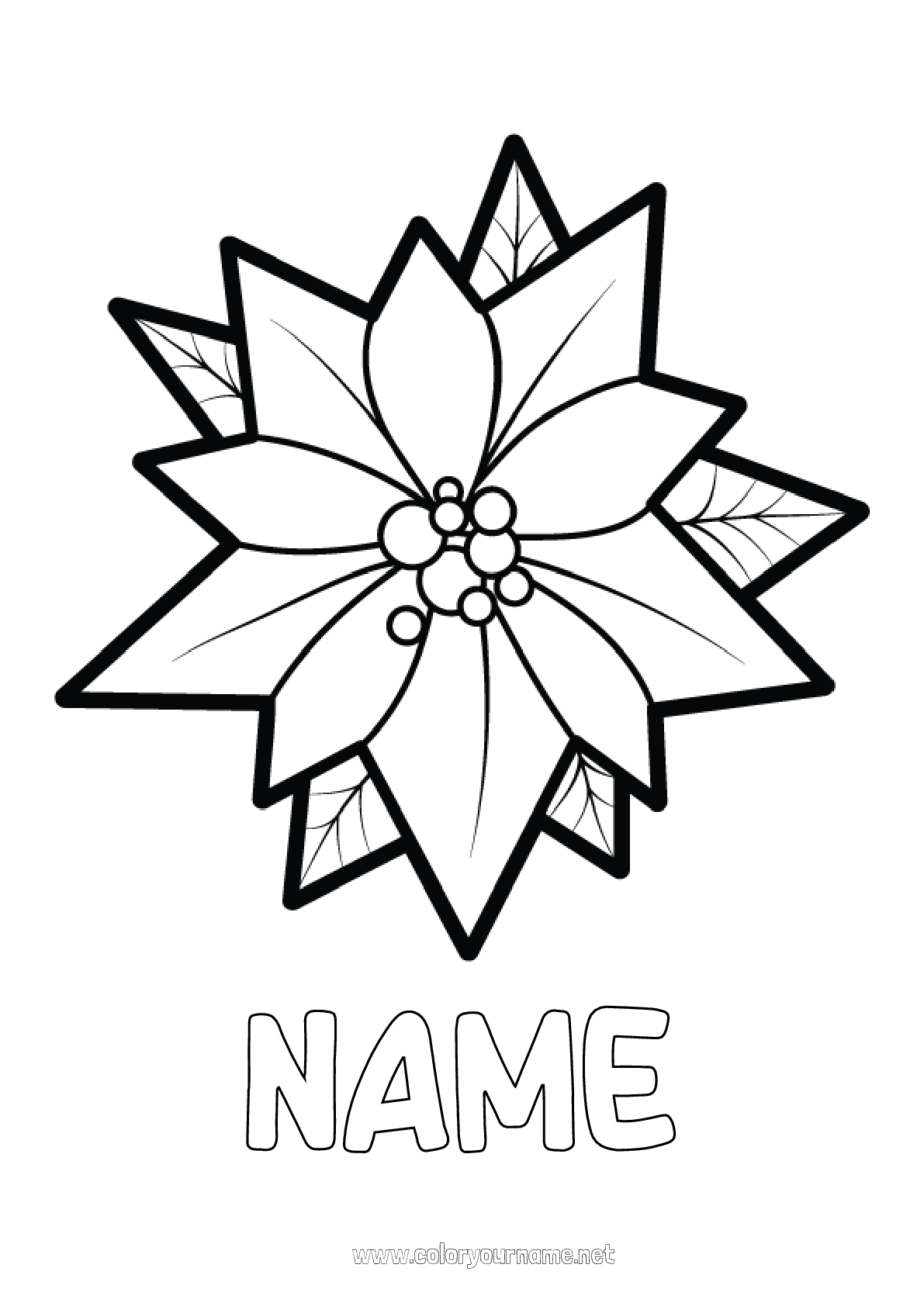 Coloring page No.3338 - Flowers Christmas Easy coloring pages