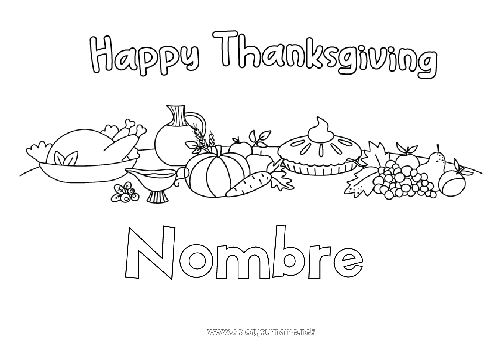 Nº de colorear 3348 - Thanksgiving Turquía Animales de granja