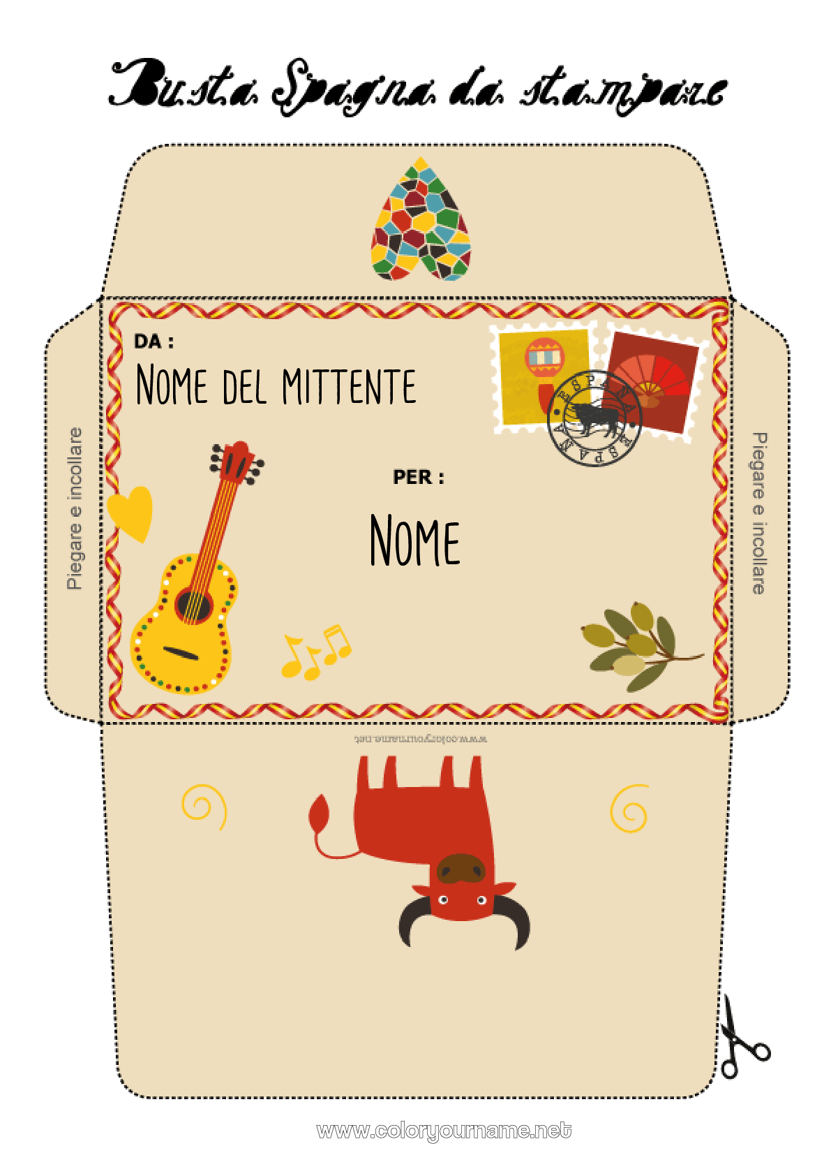 Pagina da colorare n.3352 - Busta Spagna Busta da stampare