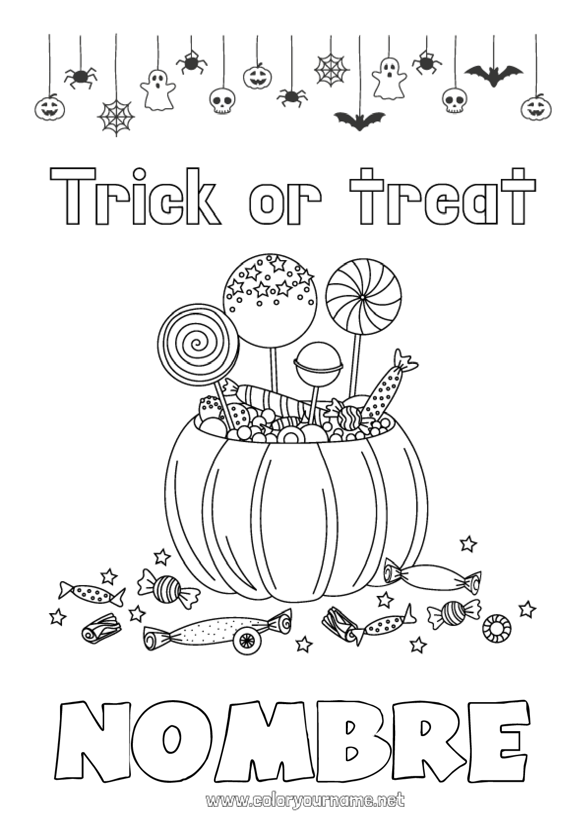 Nº de colorear 26 - Caramelos Truco o trato Halloween