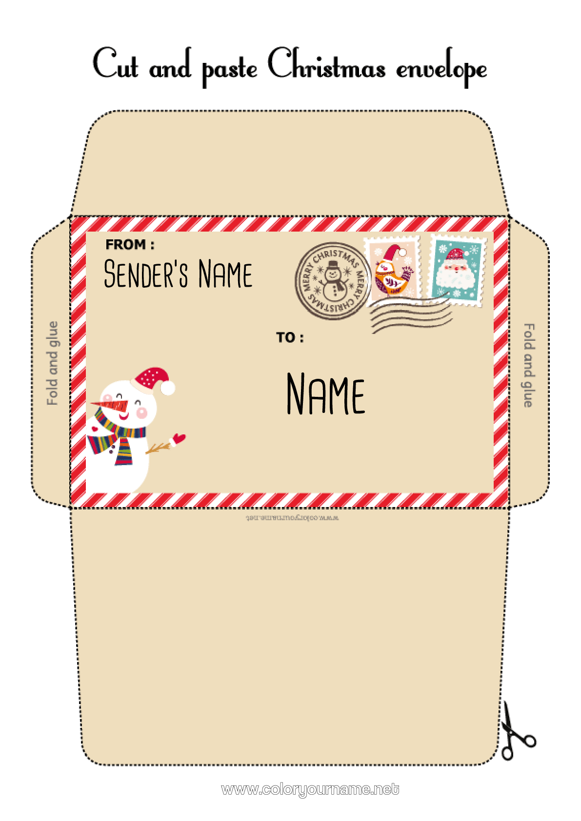 Coloring page No.3423 - Christmas Letter to Santa Claus Envelope