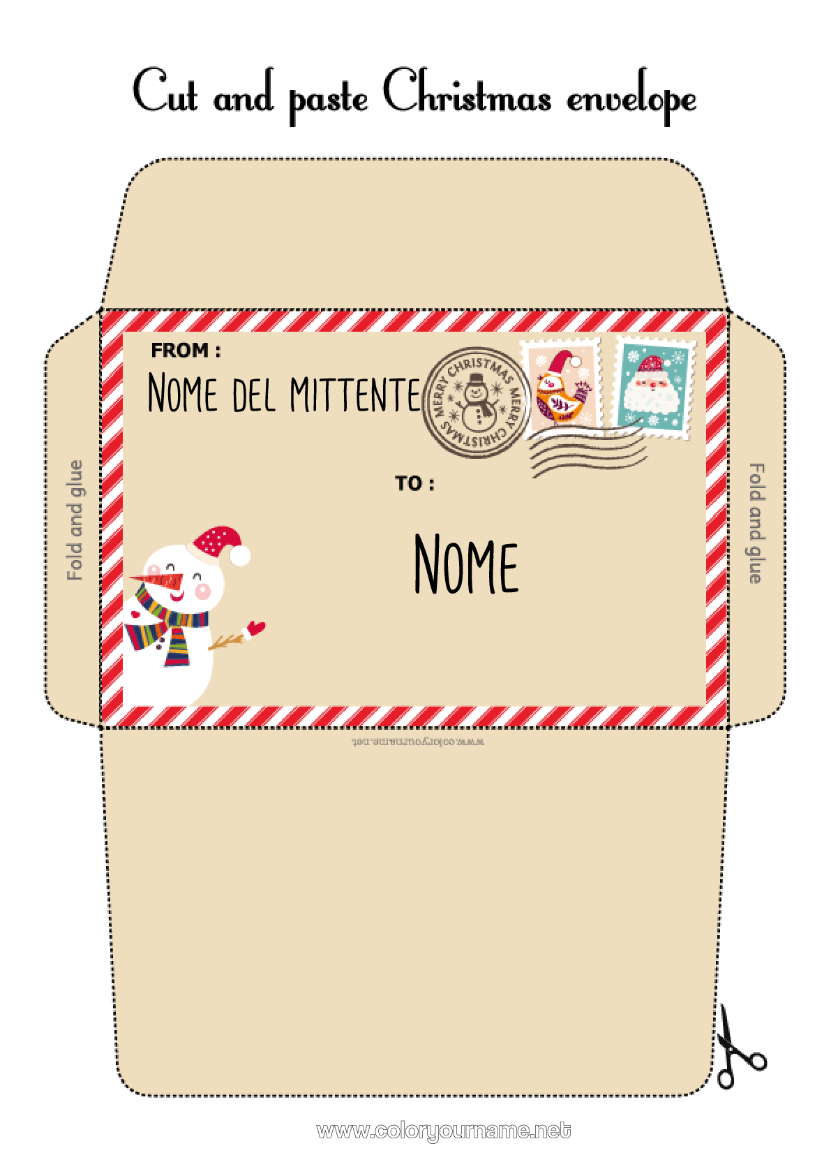 Pagina da colorare n.3423 - Natale Lettera a Babbo Natale Busta