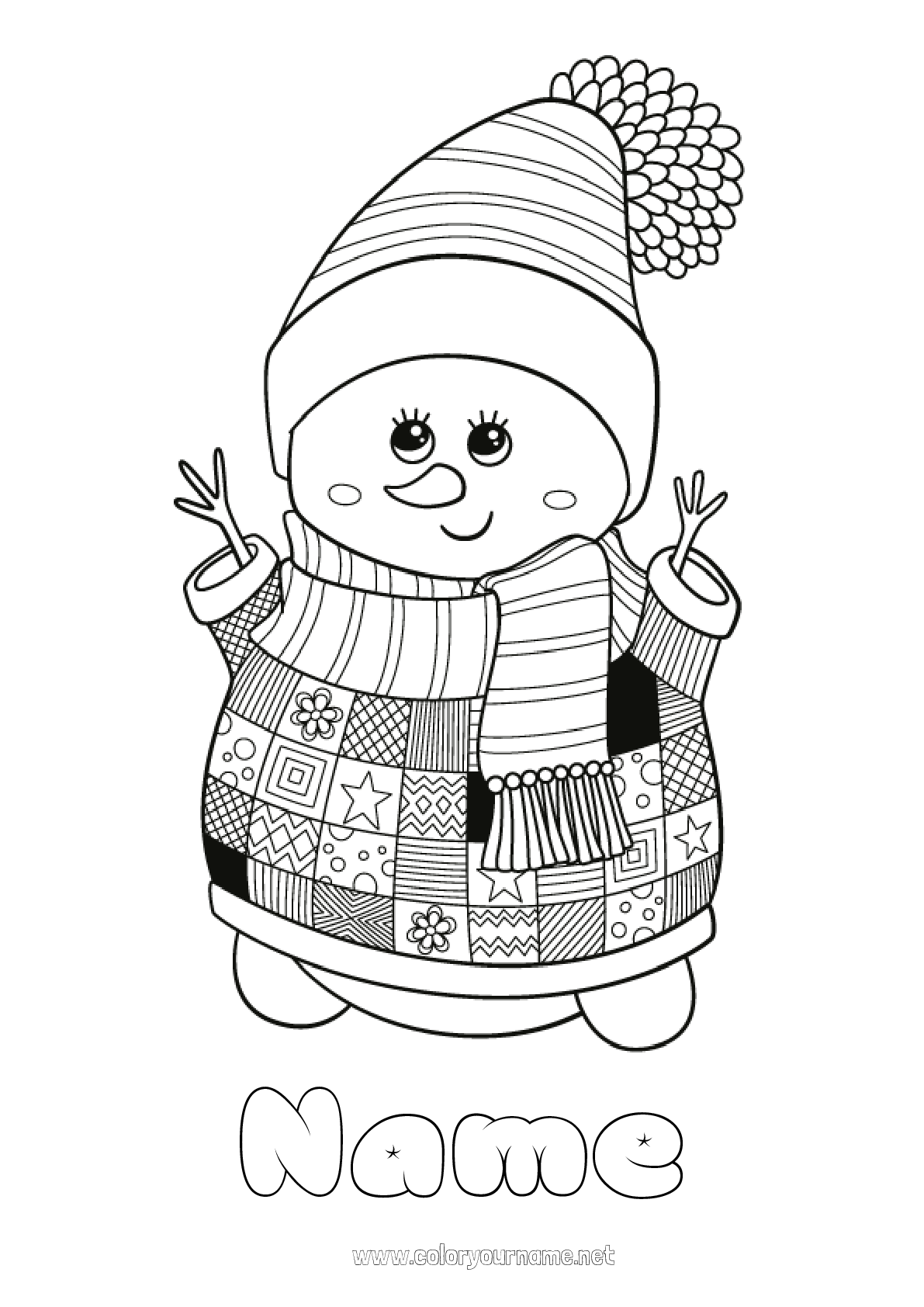 Coloring page No.3434 - Snowman Zentangle