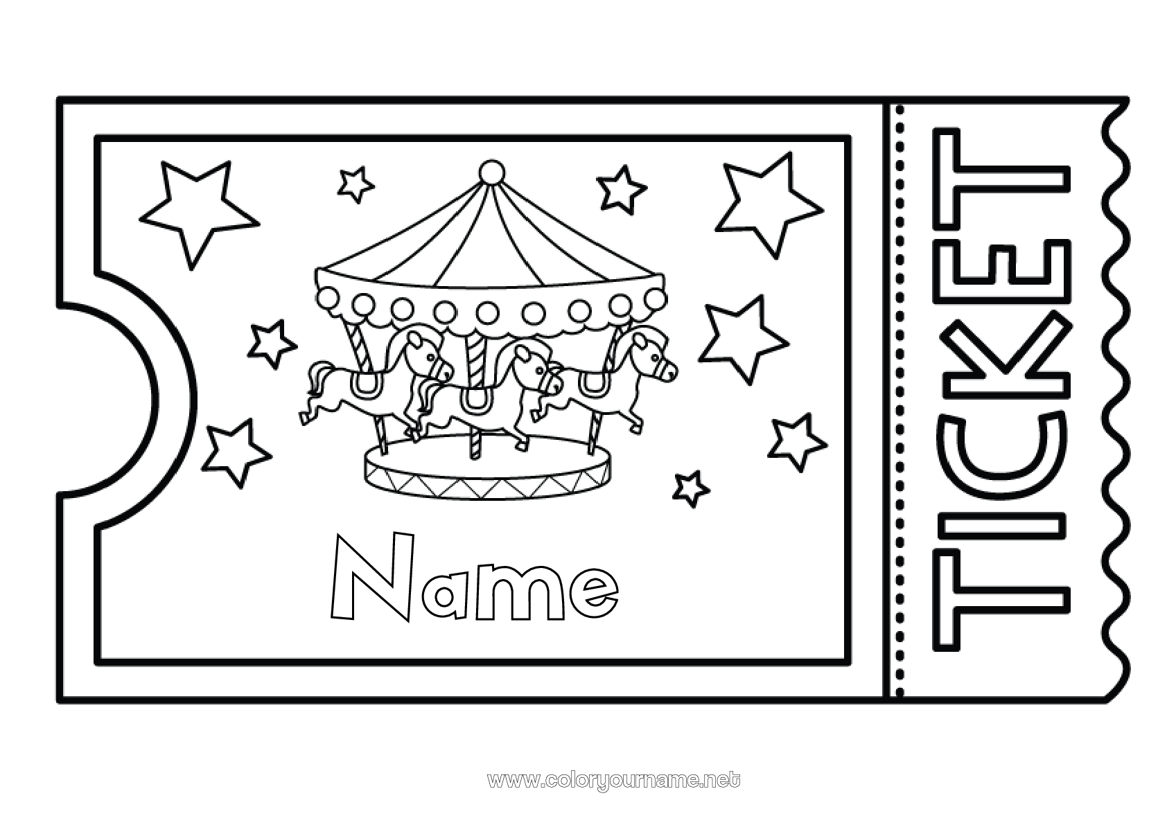 Coloring page No.3444 - Amusement park Ticket