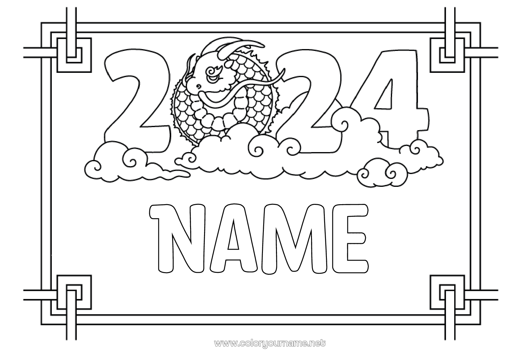 Coloring page No.3454 - Dragon Chinese New Year Dragons, unicorns and ...