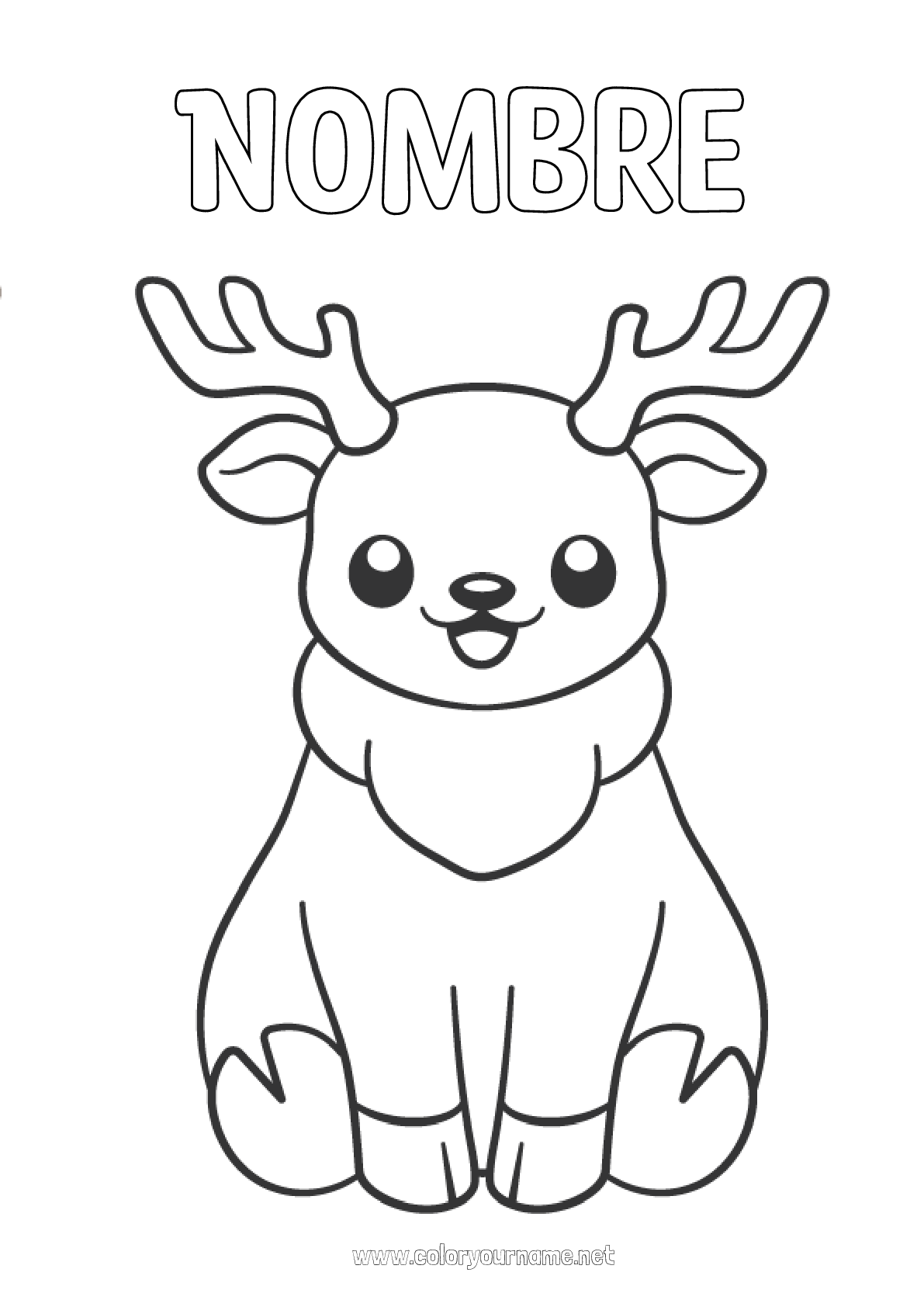 Nº de colorear 3457 - Reno Animales Dibujos fáciles para colorear