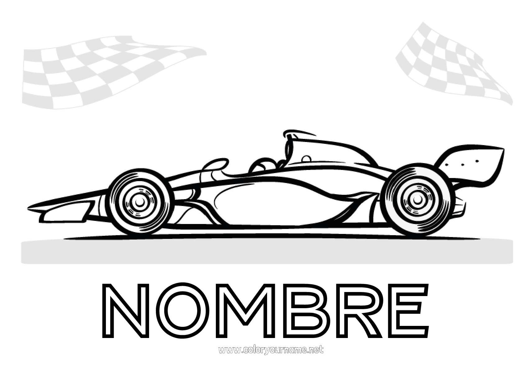 Nº de colorear 345 - Vehículos Coche de carreras Fórmula 1