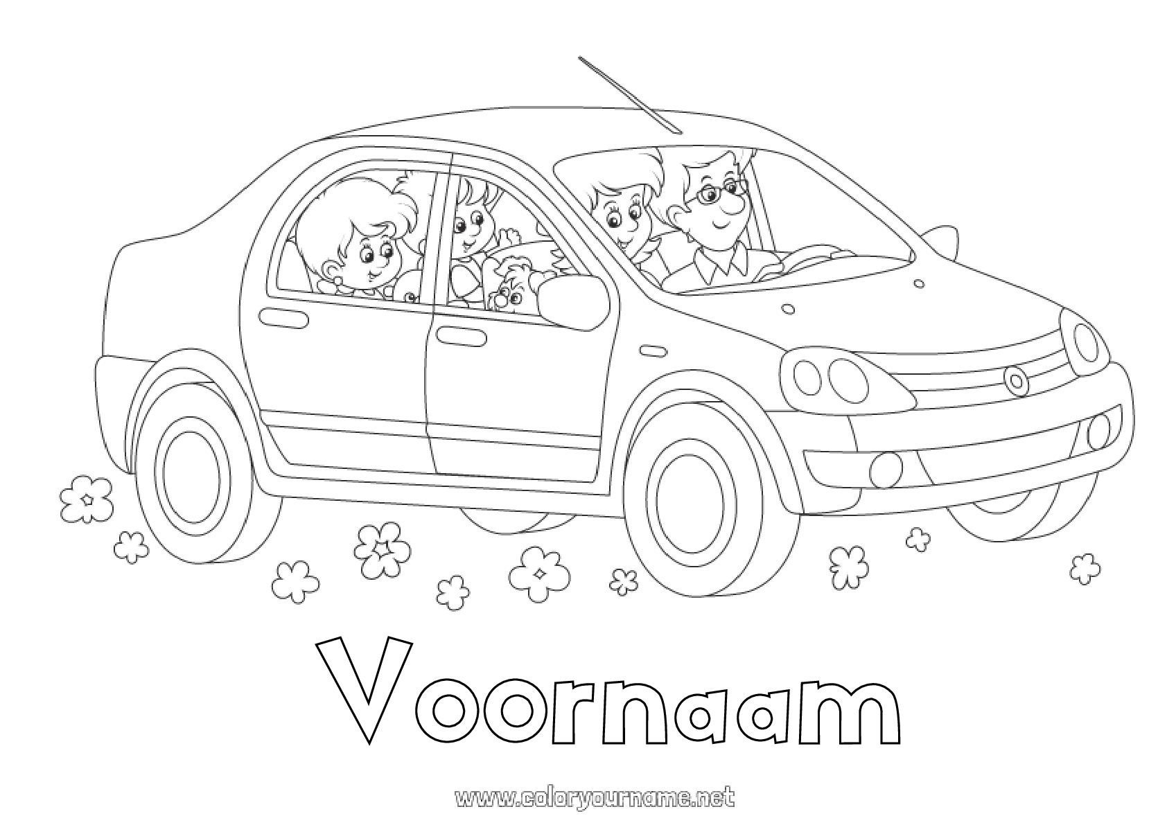 Kleurplaat nr.346 - Papa Mama Voertuigen