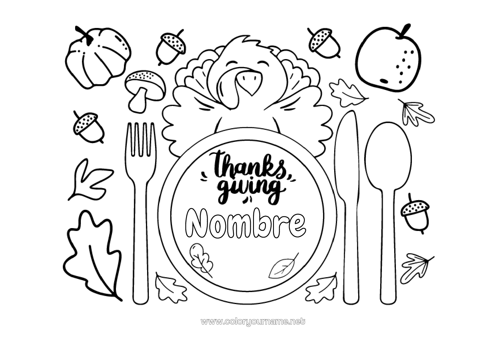 Nº de colorear 3474 - Calabaza Thanksgiving Turquía