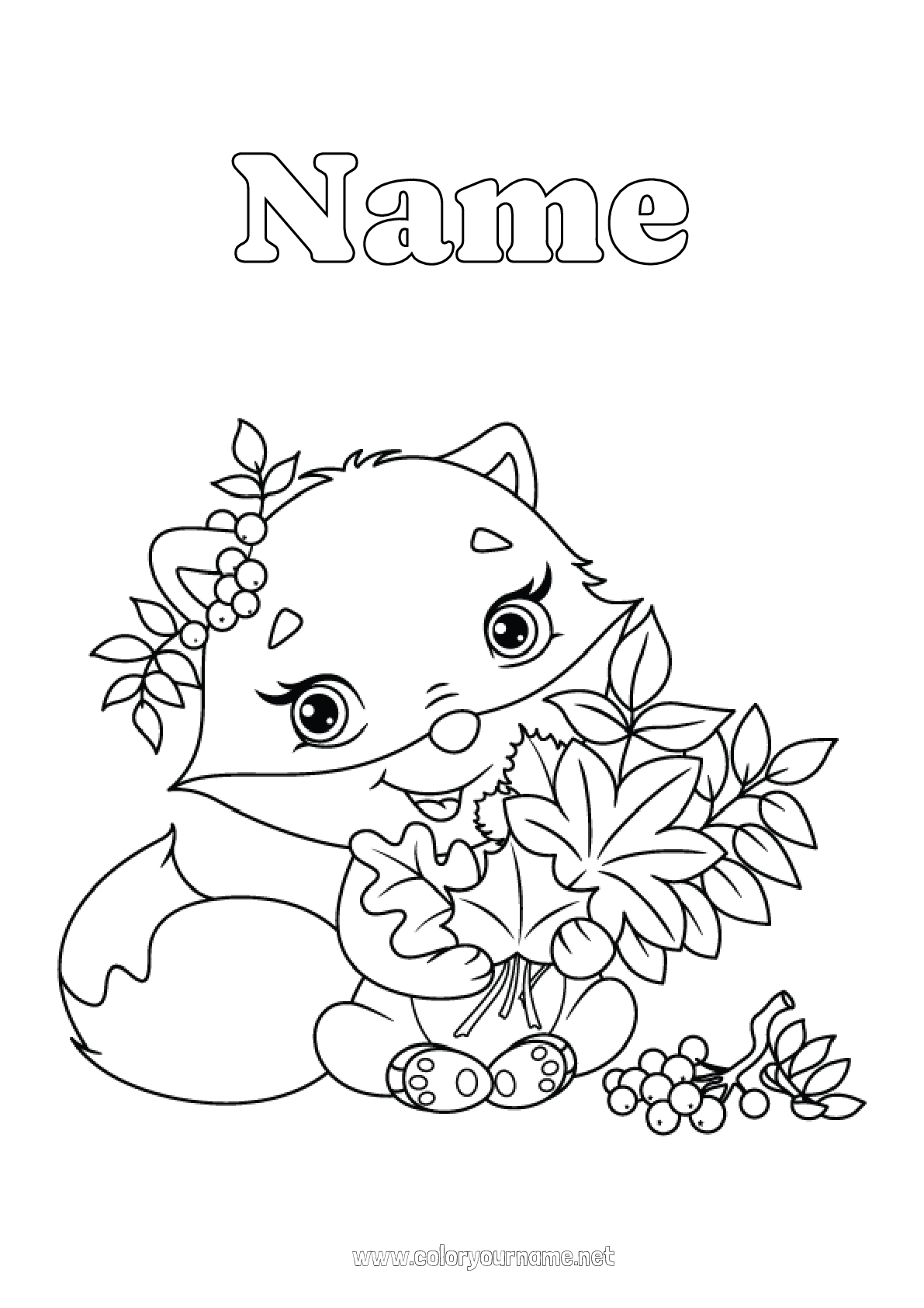 Coloring page No.3475 - Cute Autumn Fox