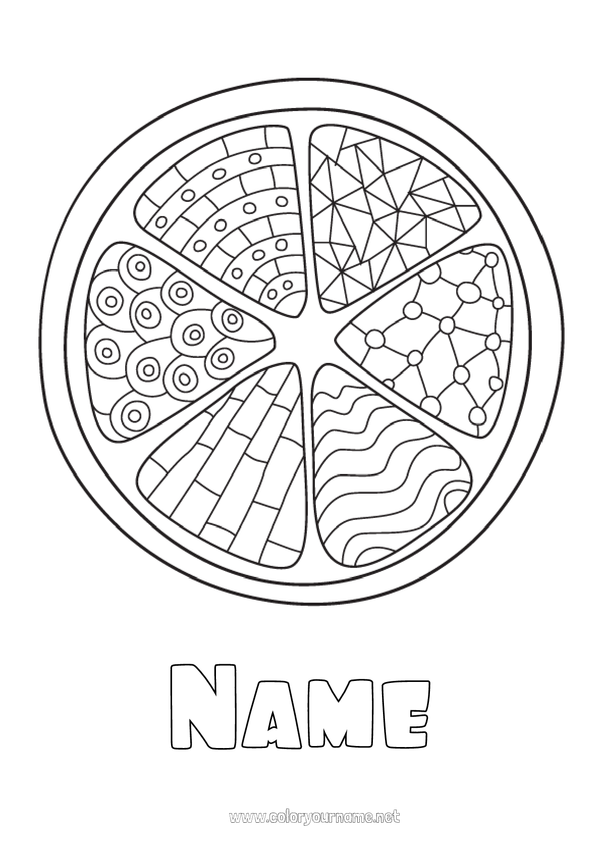 Coloring page No.3476 - Zentangle Pizza