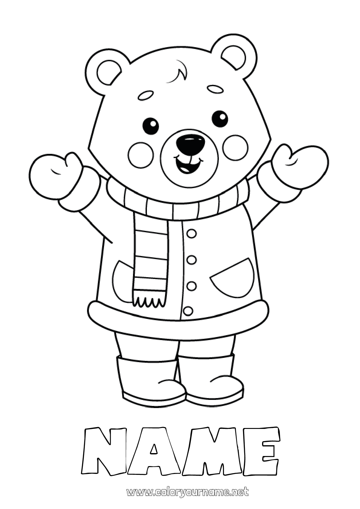 Coloring page No.347 - Bear Cute Winter