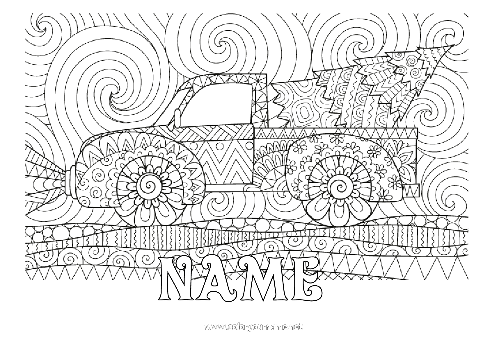 Coloring page No.3486 - Truck Vehicles Zentangle