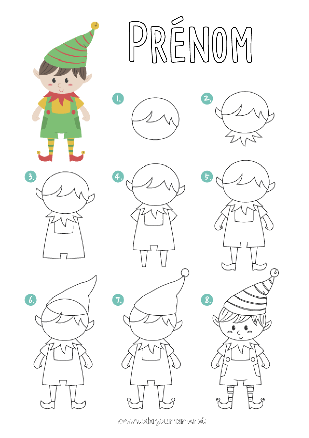 Coloriage n°3494 - Lutins de Noël Activités enfants Apprendre à dessiner