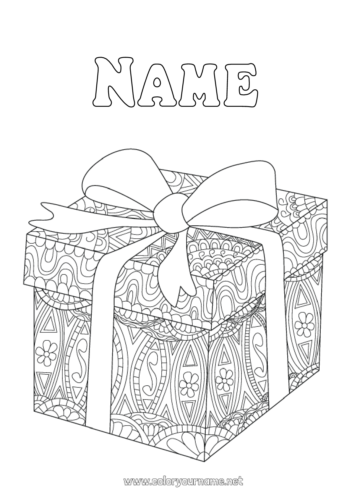 Coloring page No.3503 - Gifts Zentangle