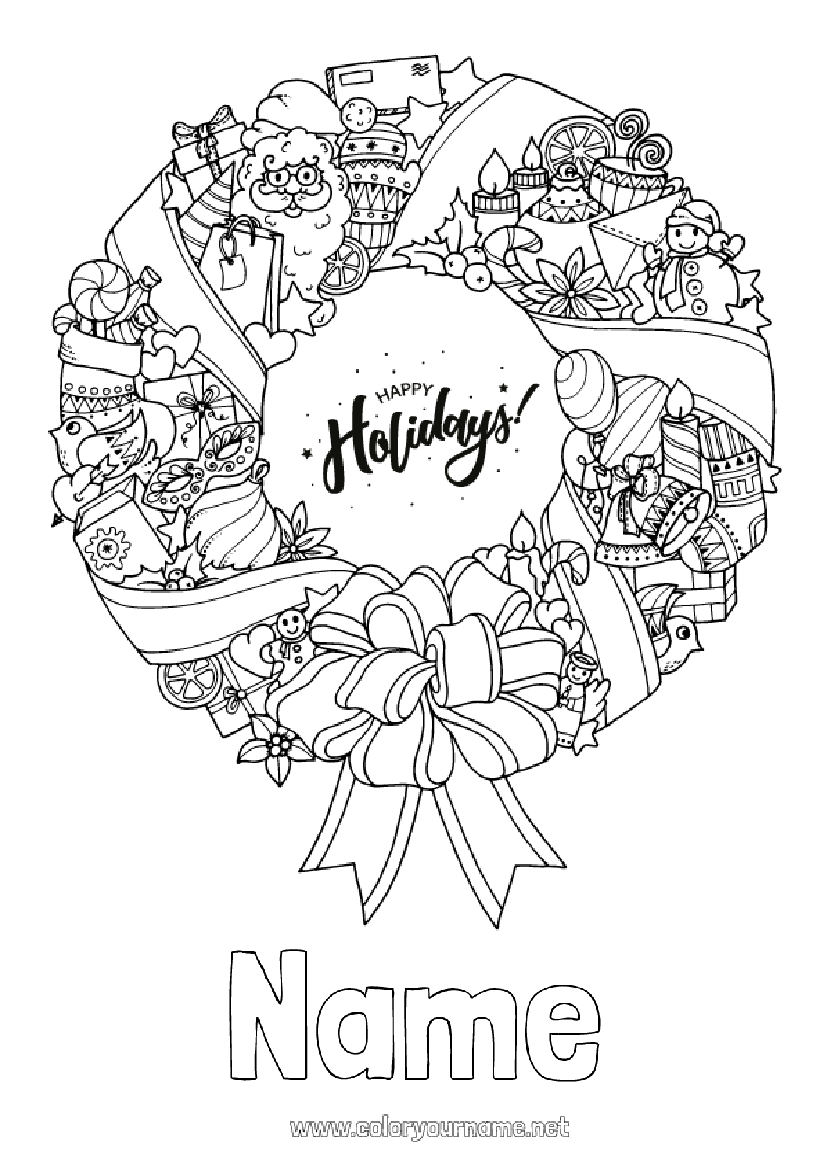Coloring page No.351 - Christmas Christmas decorations Christmas wreath