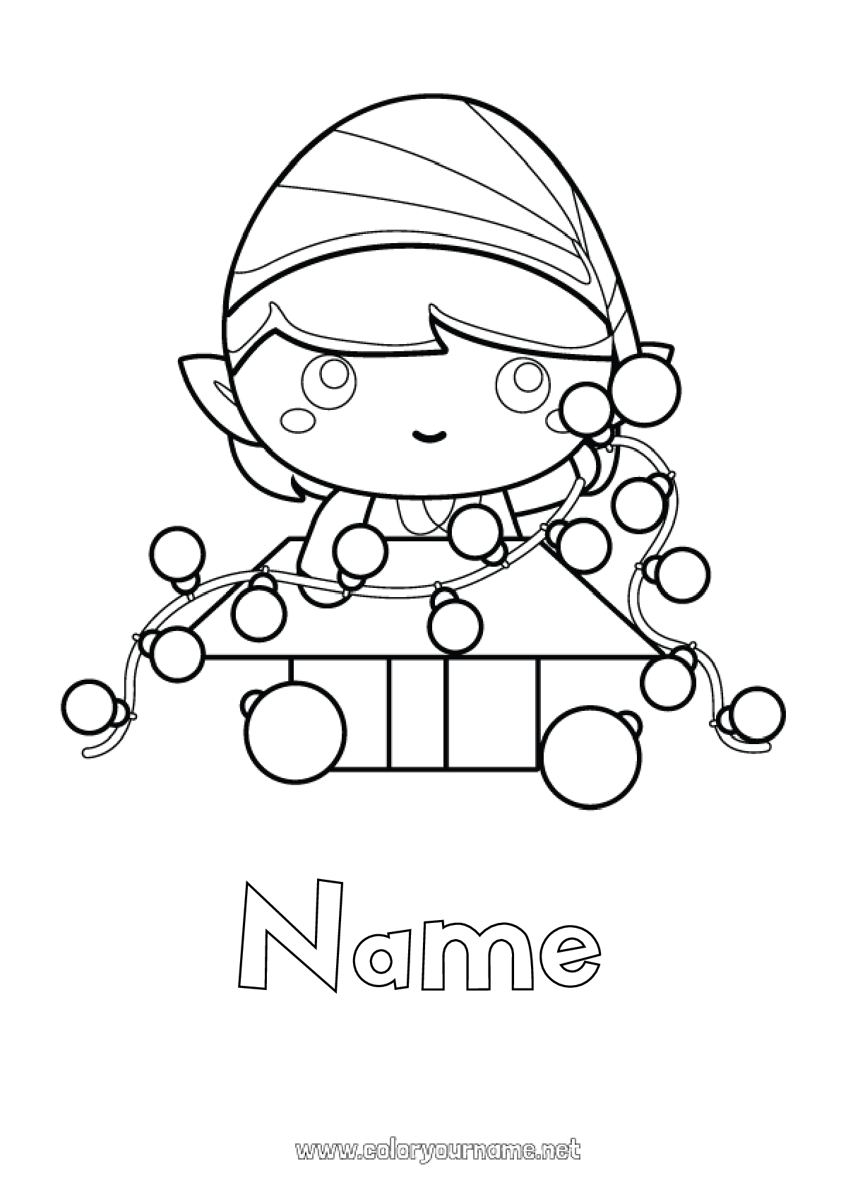 Coloring page No.3536 - Christmas elves Christmas tinsel Elves coloring ...