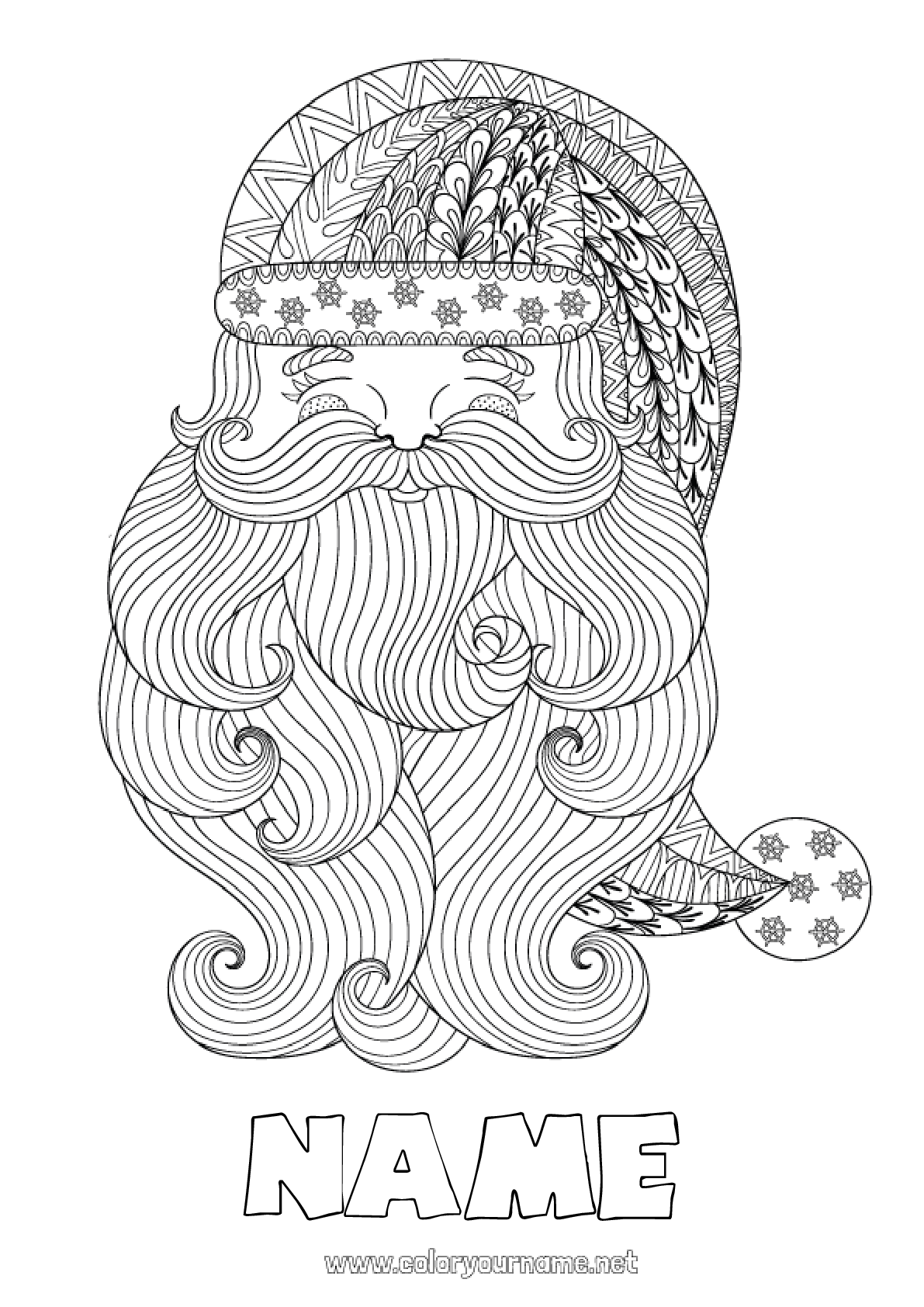 Coloring page No.353 - Santa Claus Mandala Christmas