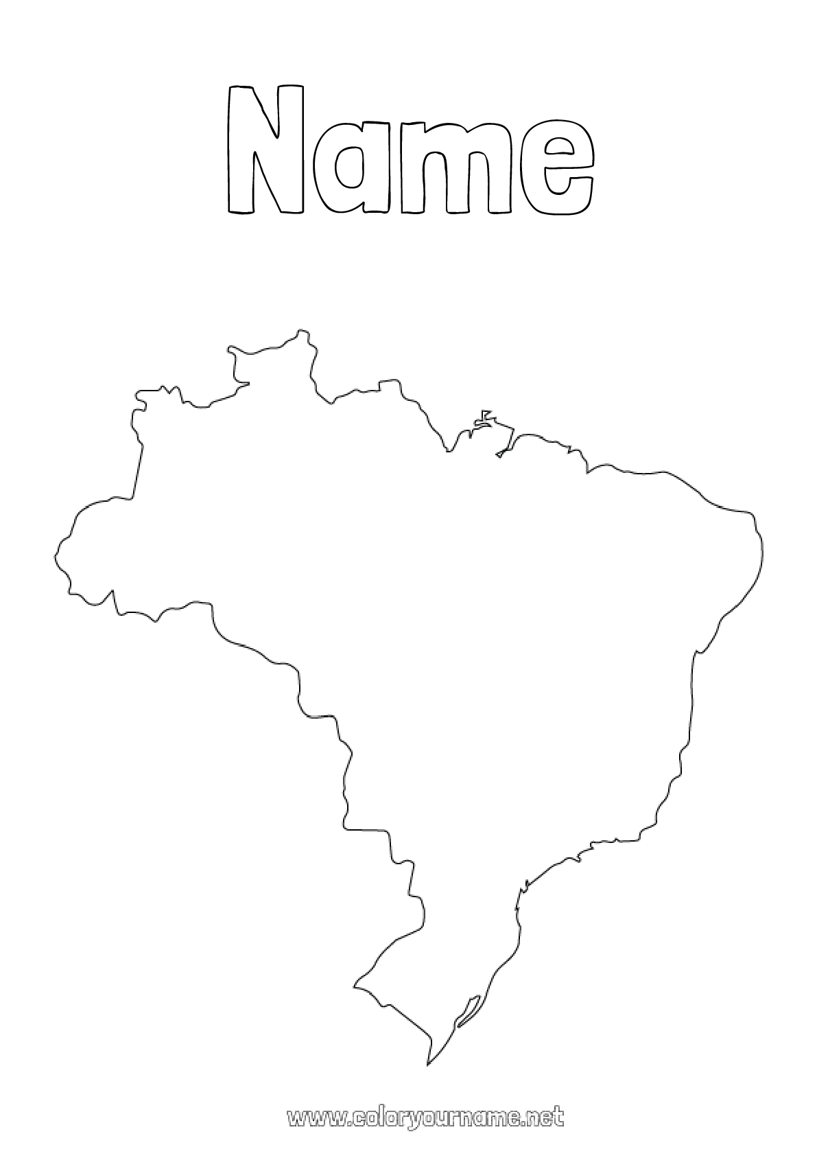 Coloring page No.3541 - Geography Brazil Country map