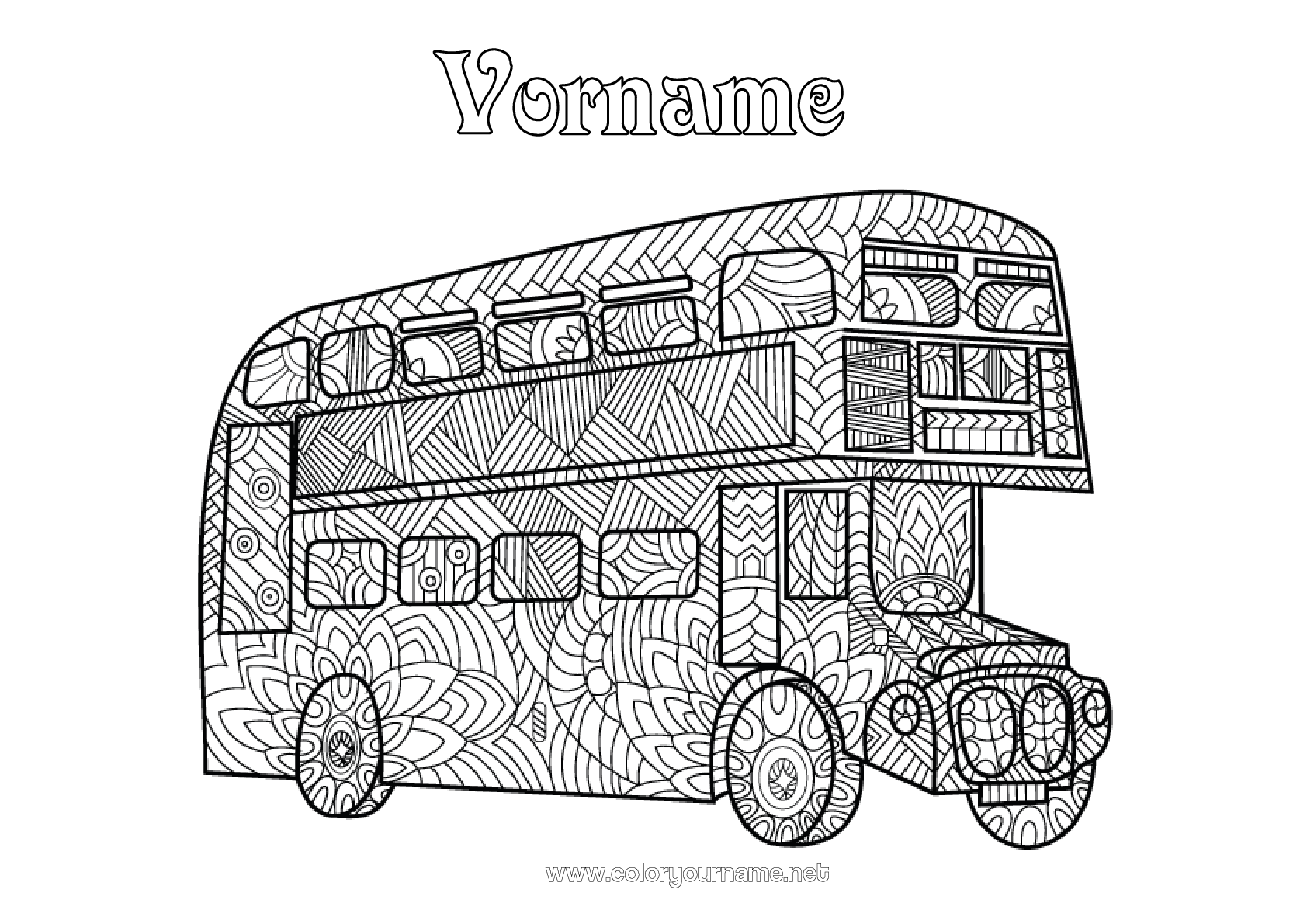 Malvorlage Nr.3555 - London Vereinigtes Königreich Bus, Auto