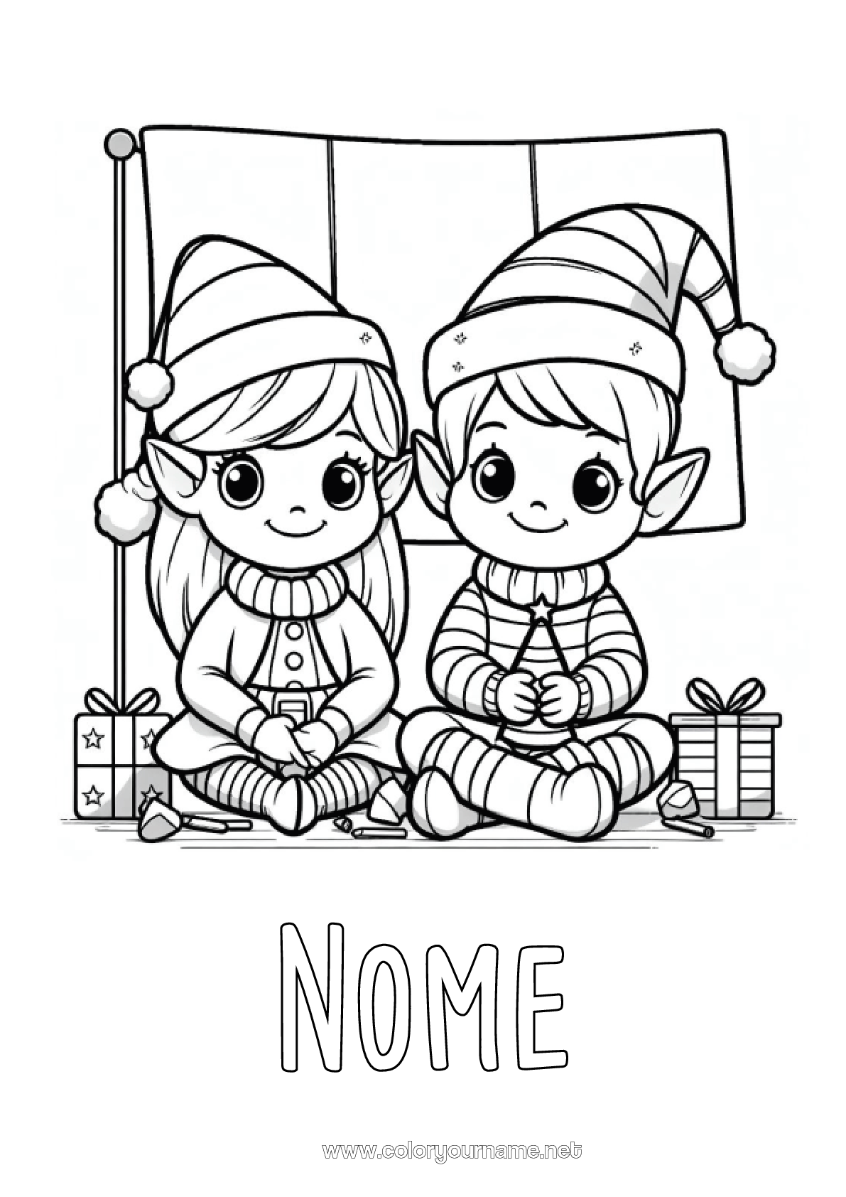 Pagina da colorare n.3558 - Elfo di Natale Pagine da colorare degli ...