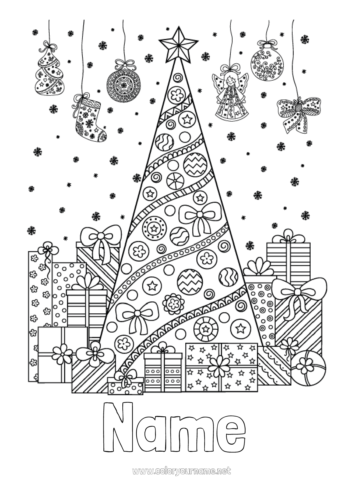 Coloring page No.358 - Gifts Christmas tree Christmas