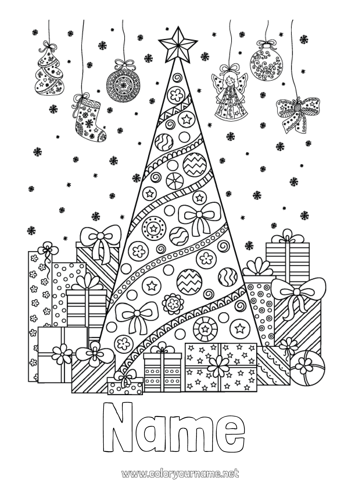 Coloring page No.355 - Gifts Christmas tree Christmas